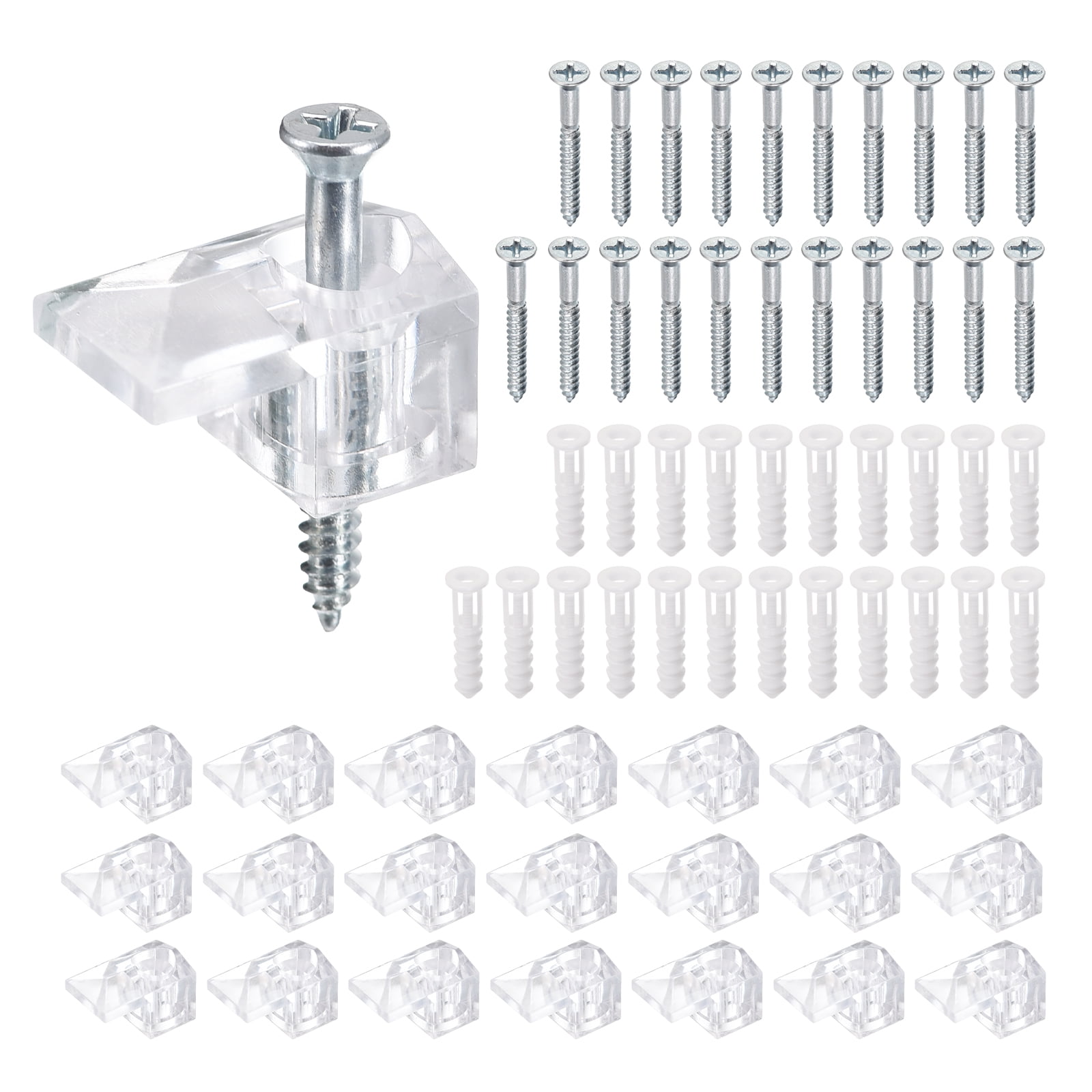 Uxcell 50Set 21mm Plastic Glass Retainer Clips Set for 9mm Thick Glass ...