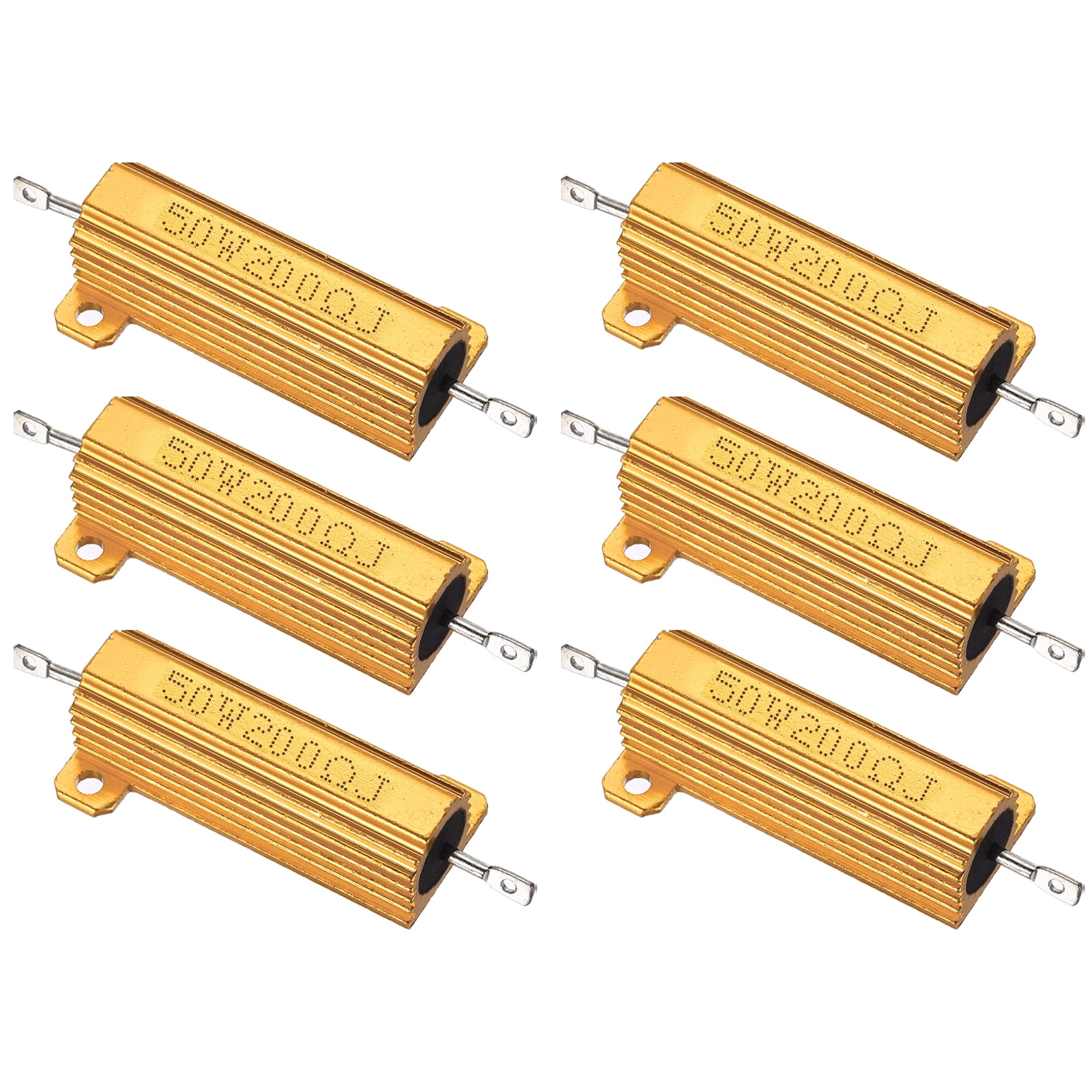 50W 200 Ohm Aluminum Shell Resistor, 6Pcs Aluminum Housing Resistor, 5% ...
