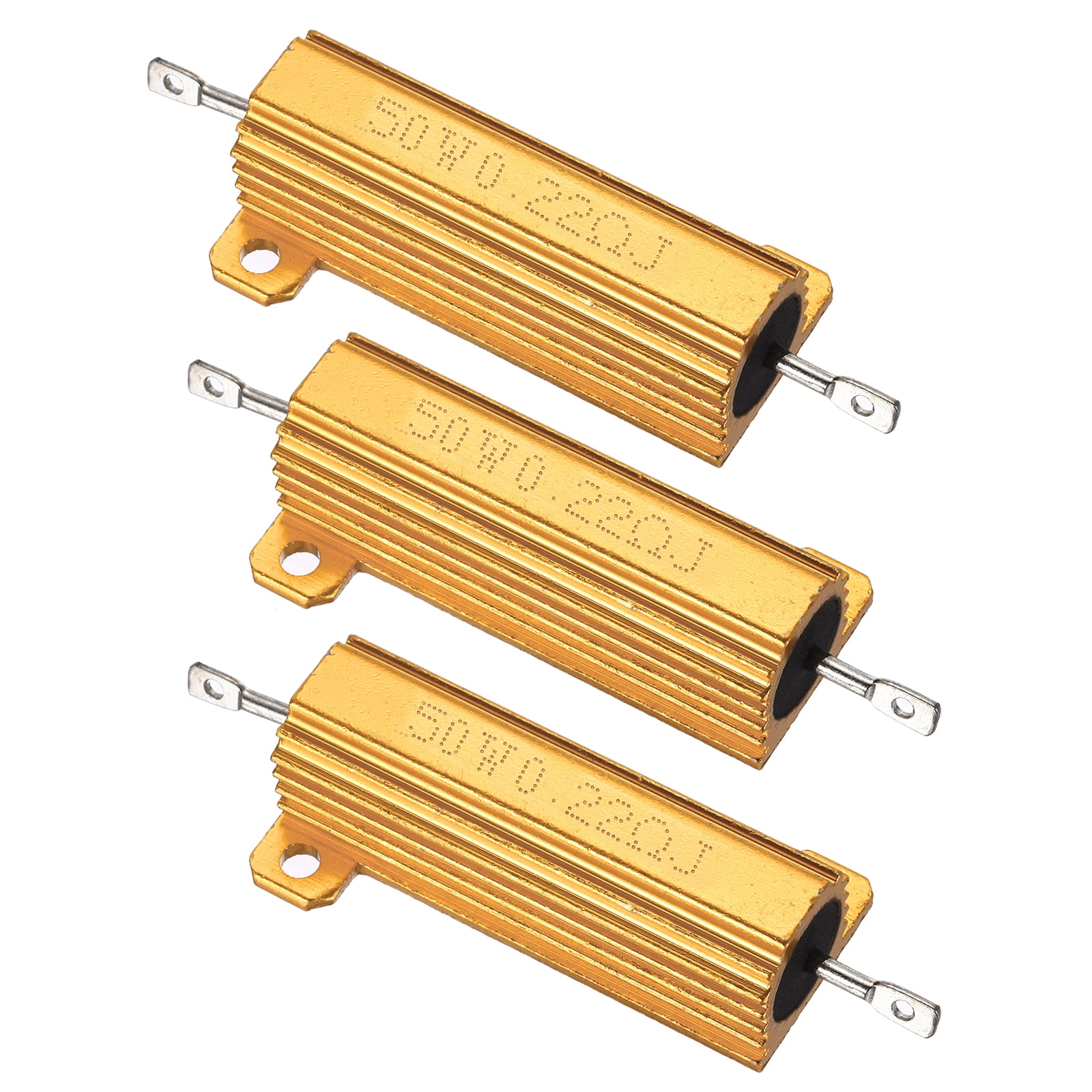 50W 0.22 Ohm Aluminum Shell Resistor, 3Pcs Aluminum Housing Resistor, 5% Tolerance Wirewound ...