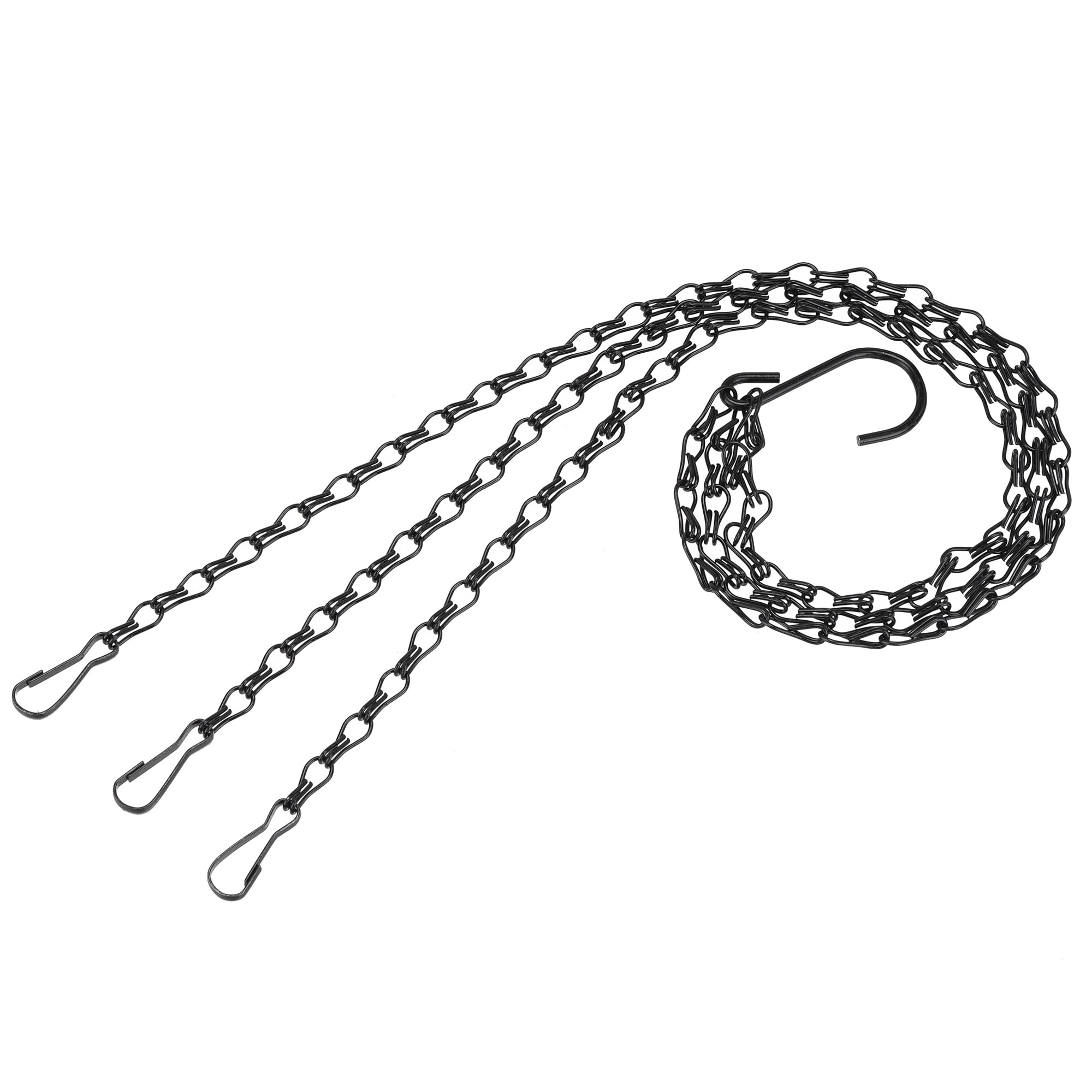 Uxcell 50cm Link 3 Point Holder with Clasp S Hook Hanging Chains Black ...