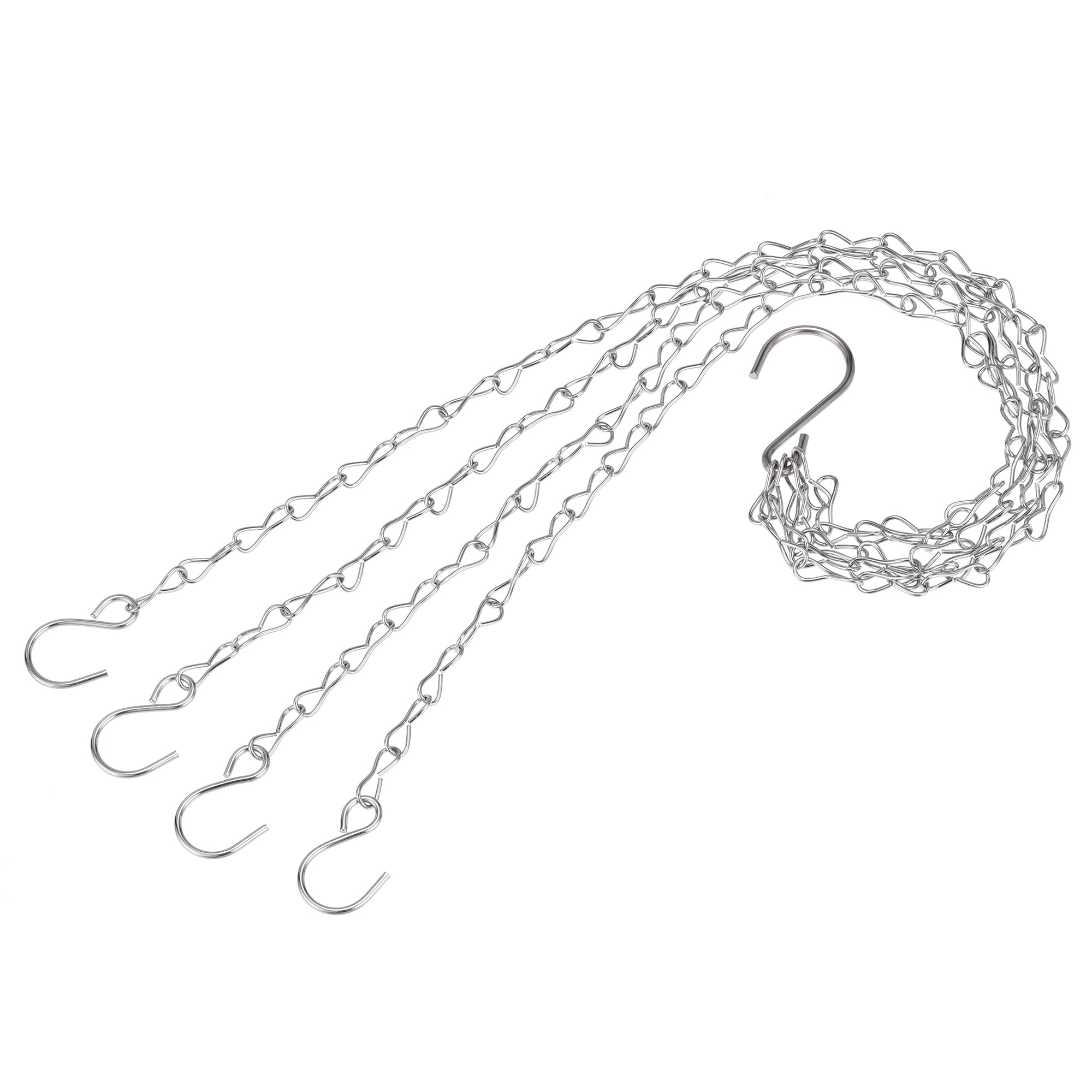 Uxcell 50cm Link 4 Point Holder with Clasp S Hook Hanging Chains Silver ...