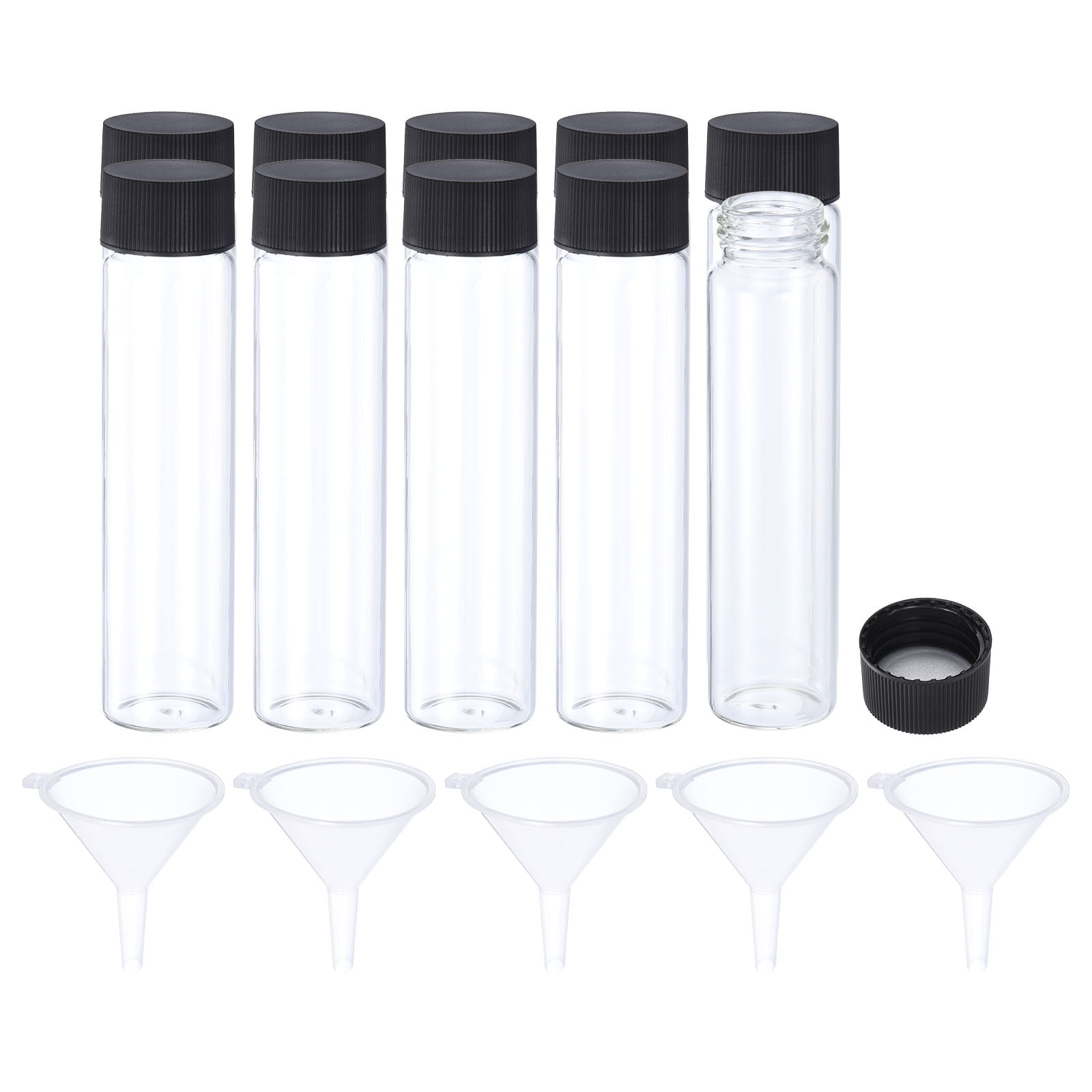 Uxcell 50mL Glass Vials with Screw Caps Liquid Sample Vial with 5 ...