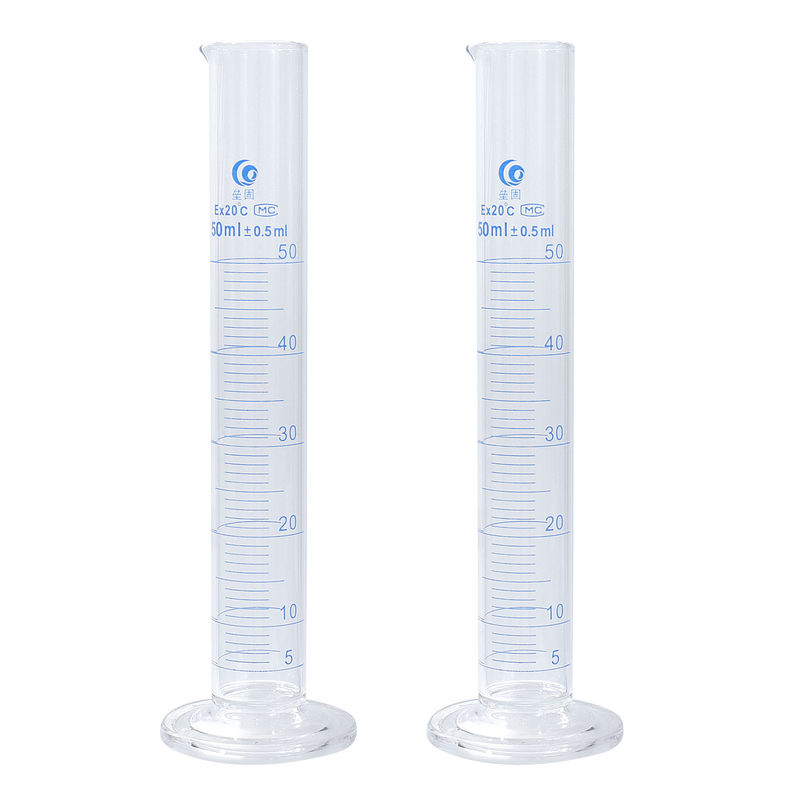 Uxcell 50ml 3.3 Borosilicate Glass Graduated Cylinder, 2Pcs Round Base ...