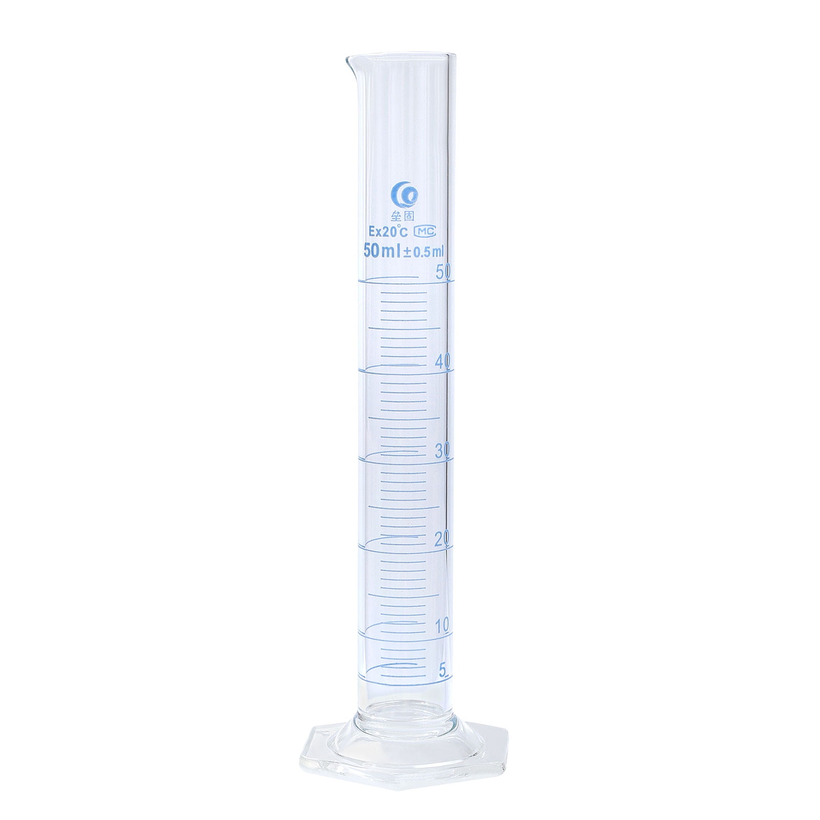 Uxcell 50ml 3.3 Borosilicate Glass Graduated Cylinder, Hex Base Blue ...