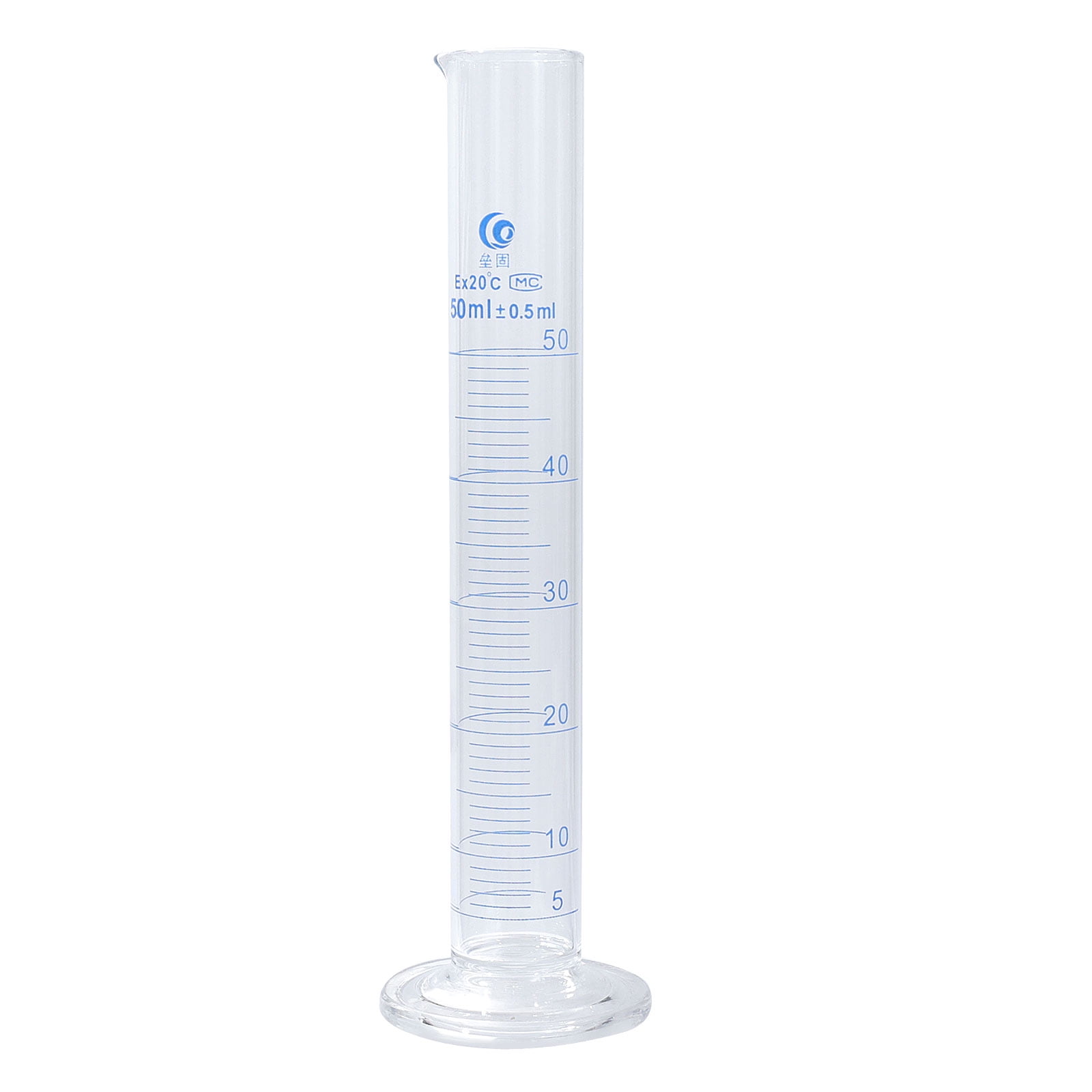 Uxcell 50ml 3.3 Borosilicate Glass Graduated Cylinder, Round Base Blue ...