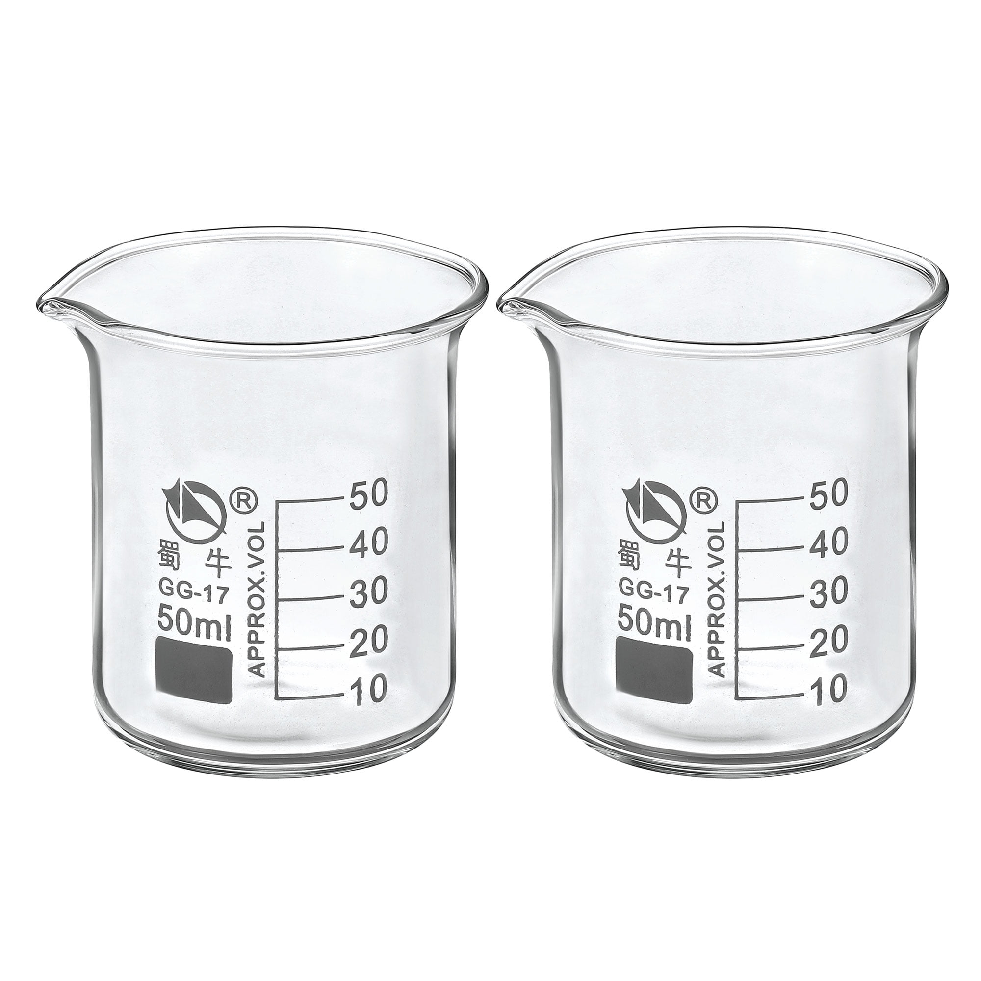 Uxcell 50ml Low Form Glass Beaker 3.3 Borosilicate Graduated Lab Measuring Cups 2 Pack - Walmart.com