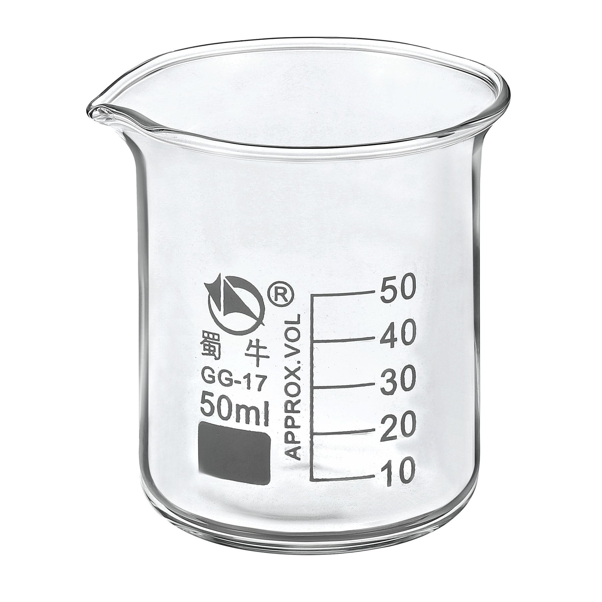 Uxcell 50ml Low Form Glass Beaker, 3.3 Borosilicate Graduated Lab Measuring Cups - Walmart.com
