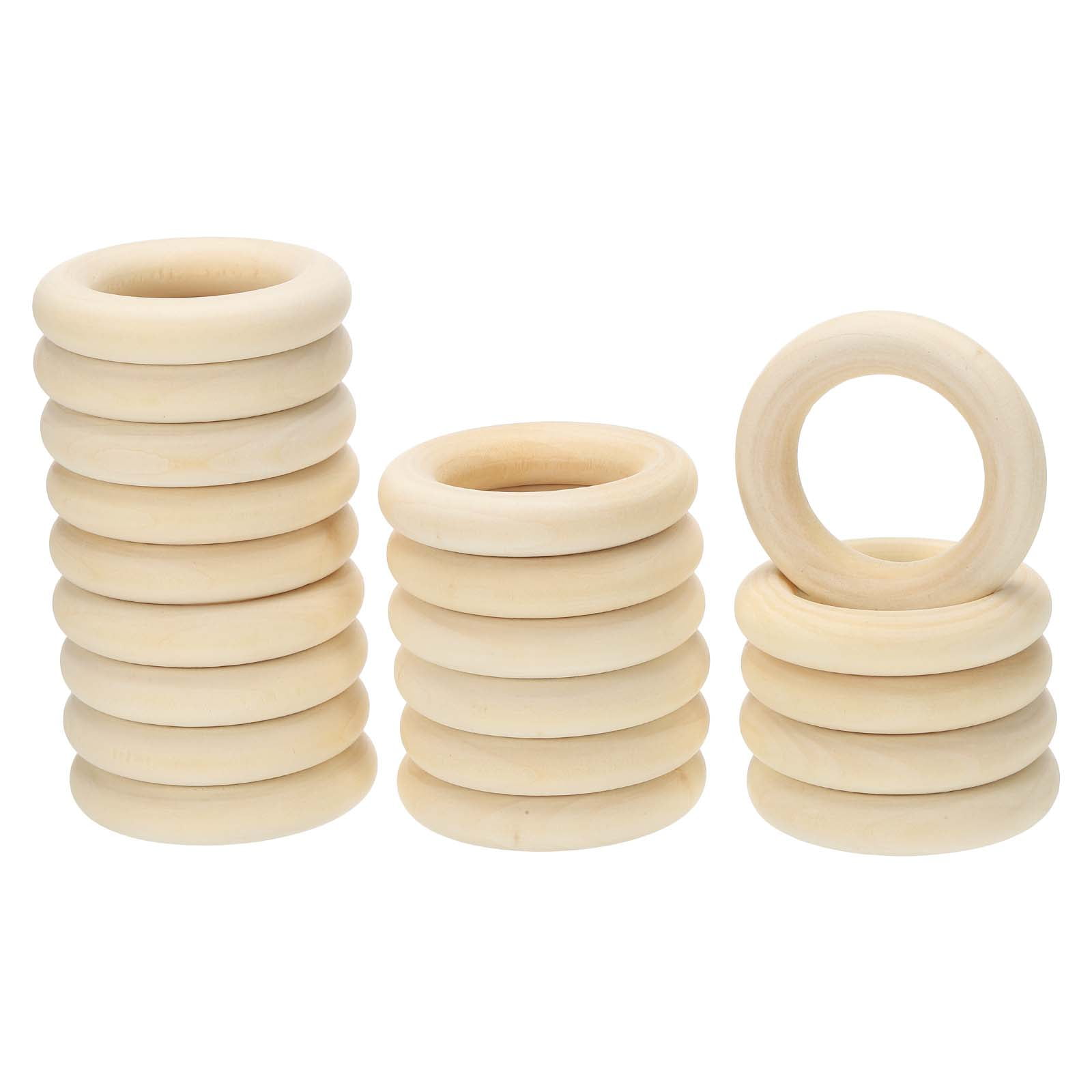 Wooden Rings for Crafting, Natural Wood Rings Unfinished Macrame Rings ...