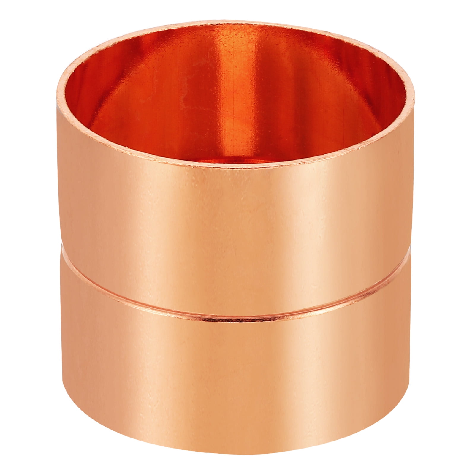 Uxcell 50mm ID Copper Coupling Fittings, Rolled Tube Stop Straight Pipe ...