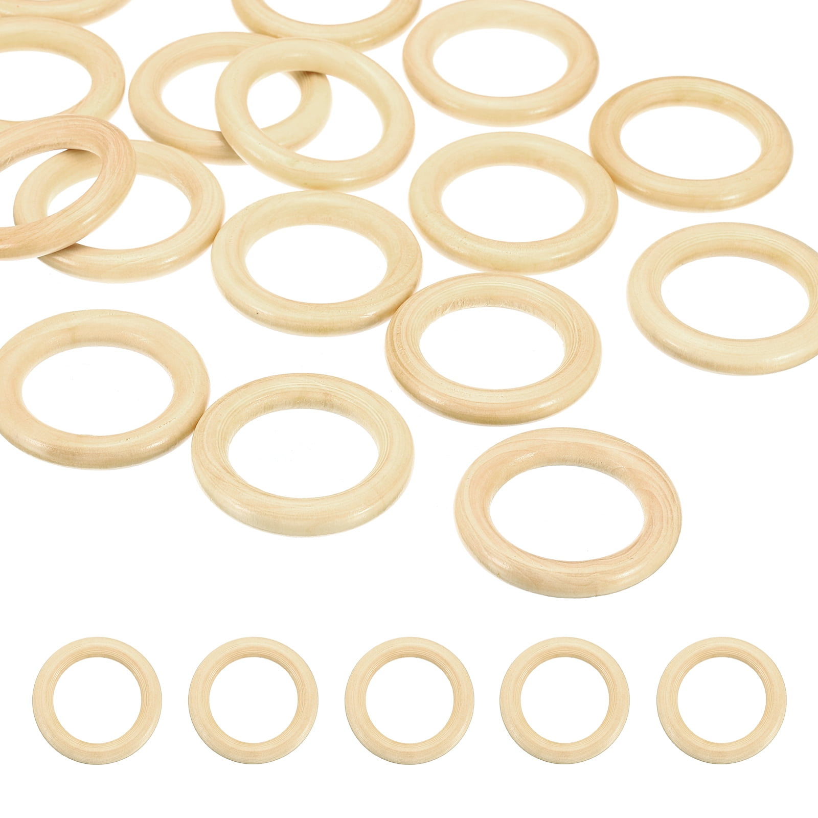 Uxcell 50mm Natural Wooden Rings, 20 Pack Wood Ring Round Linking Rings ...
