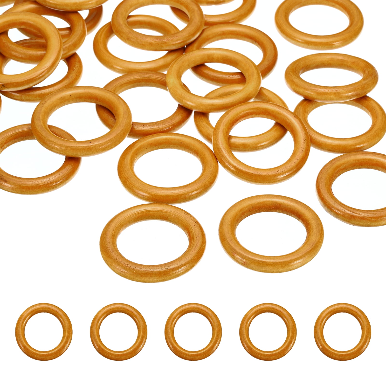 Uxcell 50mm Natural Wooden Rings, 30 Pack Wood Ring Round Linking Rings ...