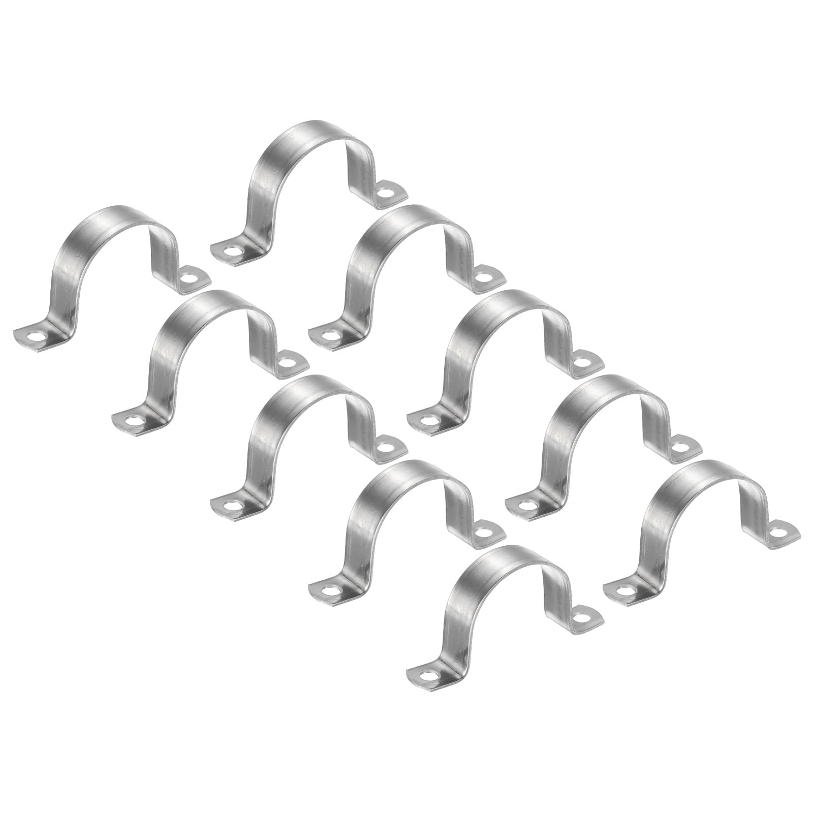 Uxcell 50mm Rigid Pipe Strap Clamp, 10 Pcs 304 Stainless Steel Two Hole ...
