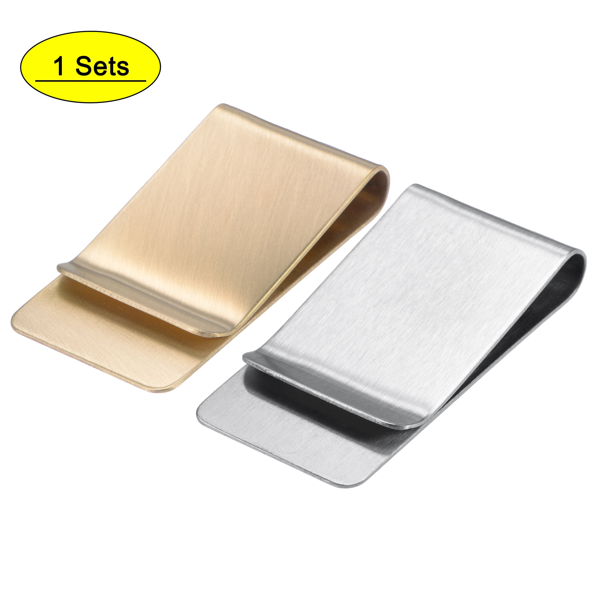 Uxcell 50mm Stainless Steel Slim Clip Credit Card Holder Clamp, Gold ...