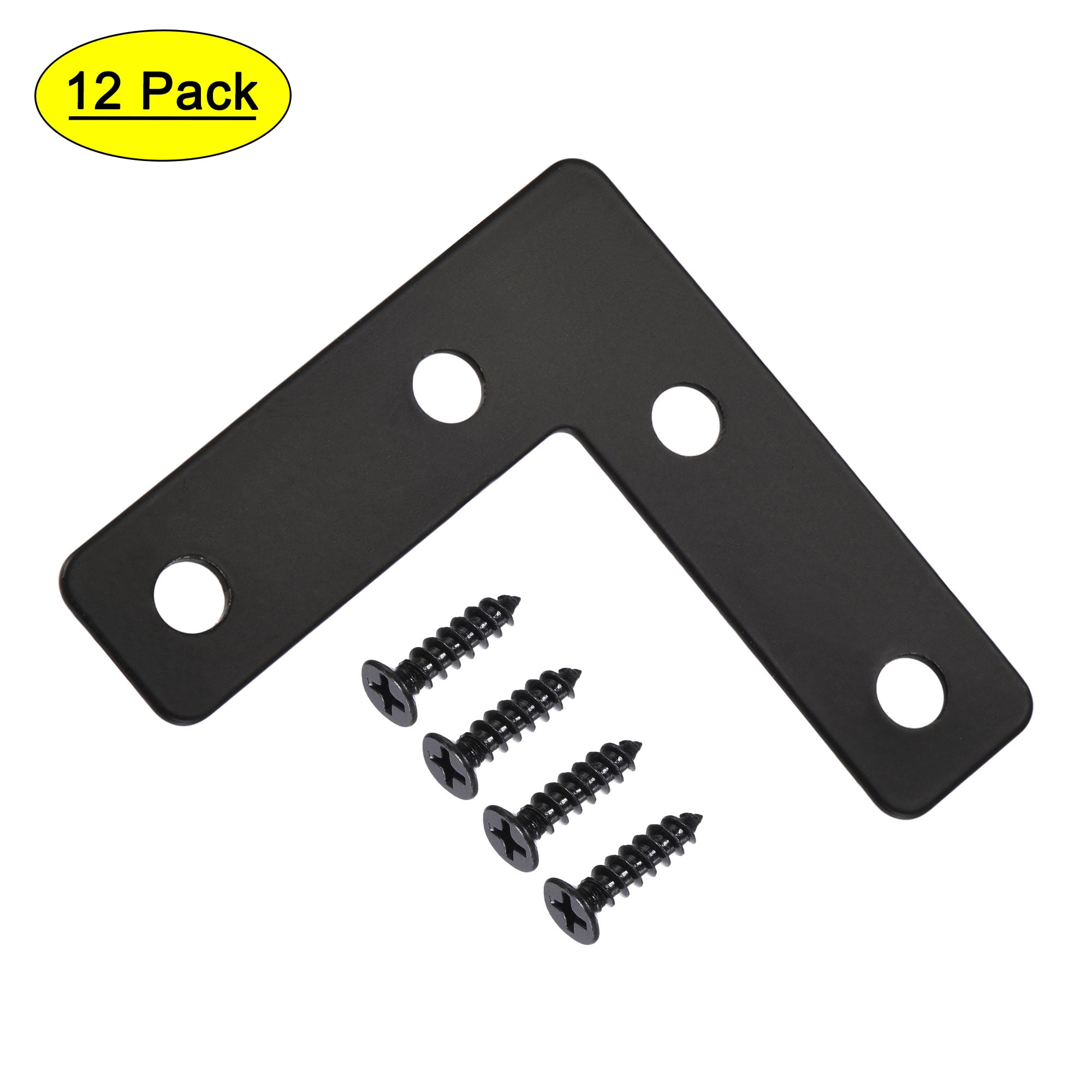 Uxcell 50mmx50mm L Shape Flat Brackets Iron Spray Paint Black with ...