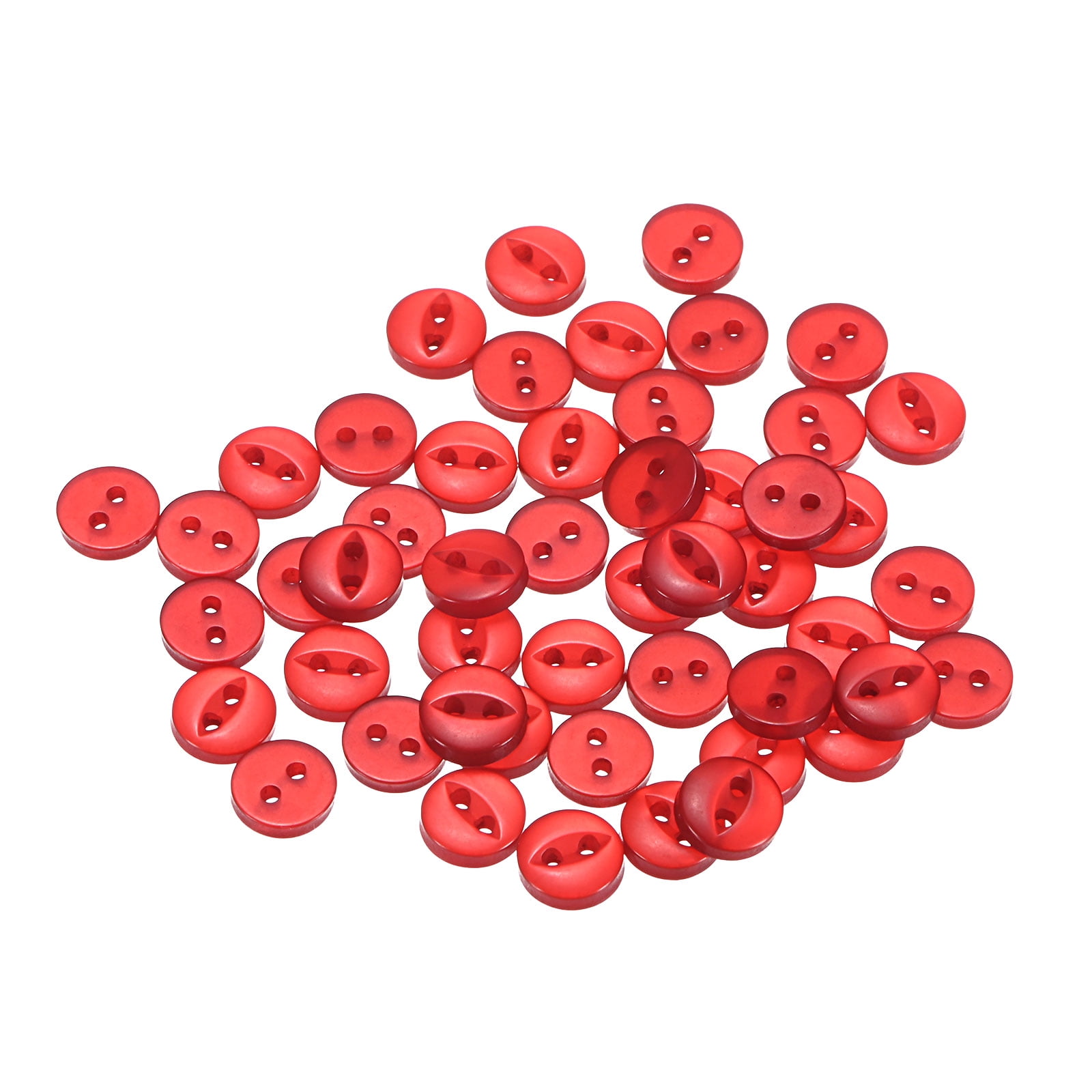 Uxcell 50Pcs 14L Red Sewing Buttons 9mm 11/32" Resin 2-Hole Fish Eye ...