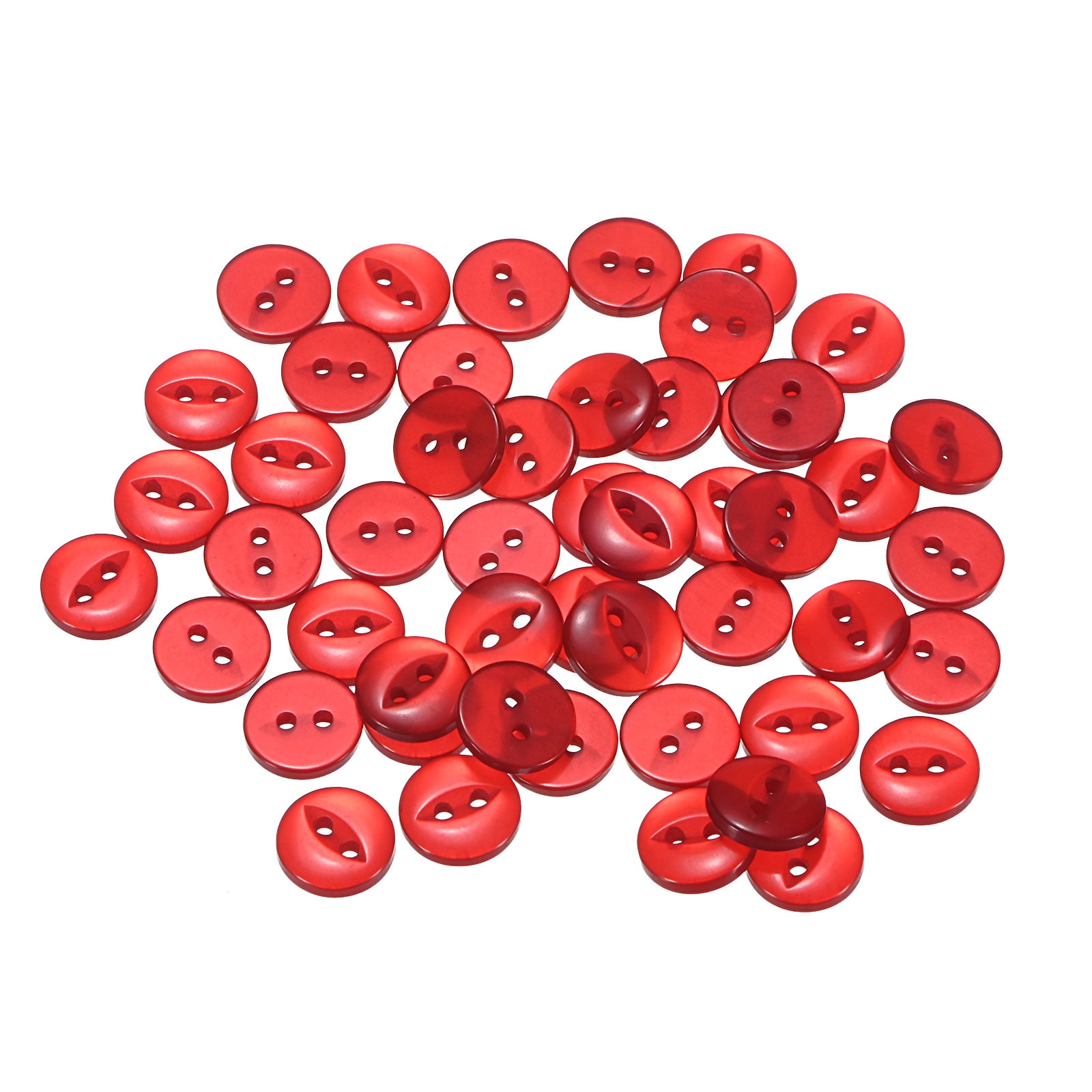 Uxcell 50Pcs 16L Red Round Sewing Buttons 10mm 3/8" Resin 2-Hole Fish ...