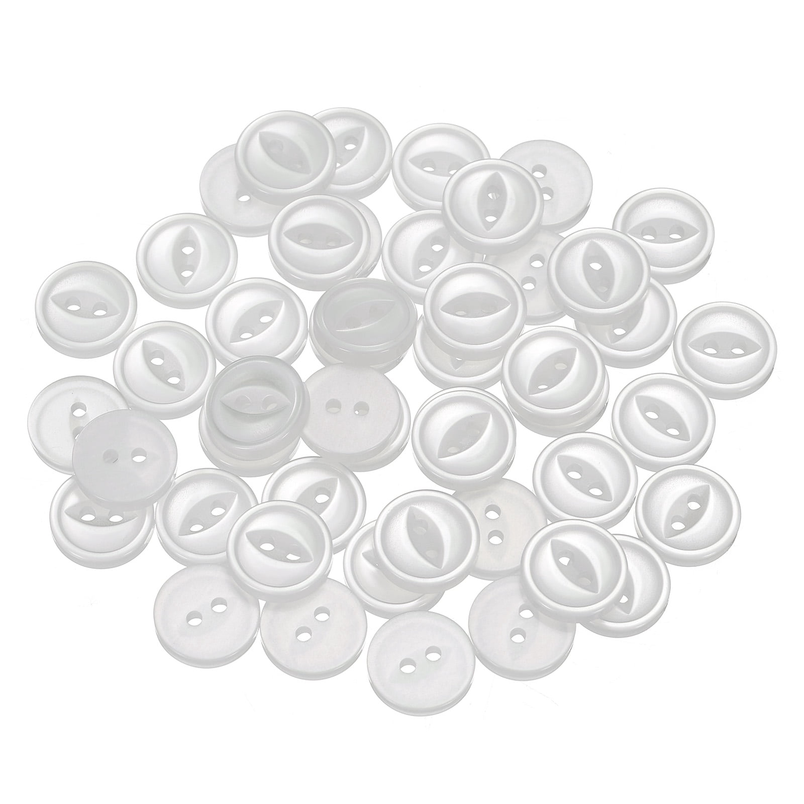 Uxcell 50pcs 20L Cream White Round Sewing Buttons 12.5mm 1/2" Resin 2 ...