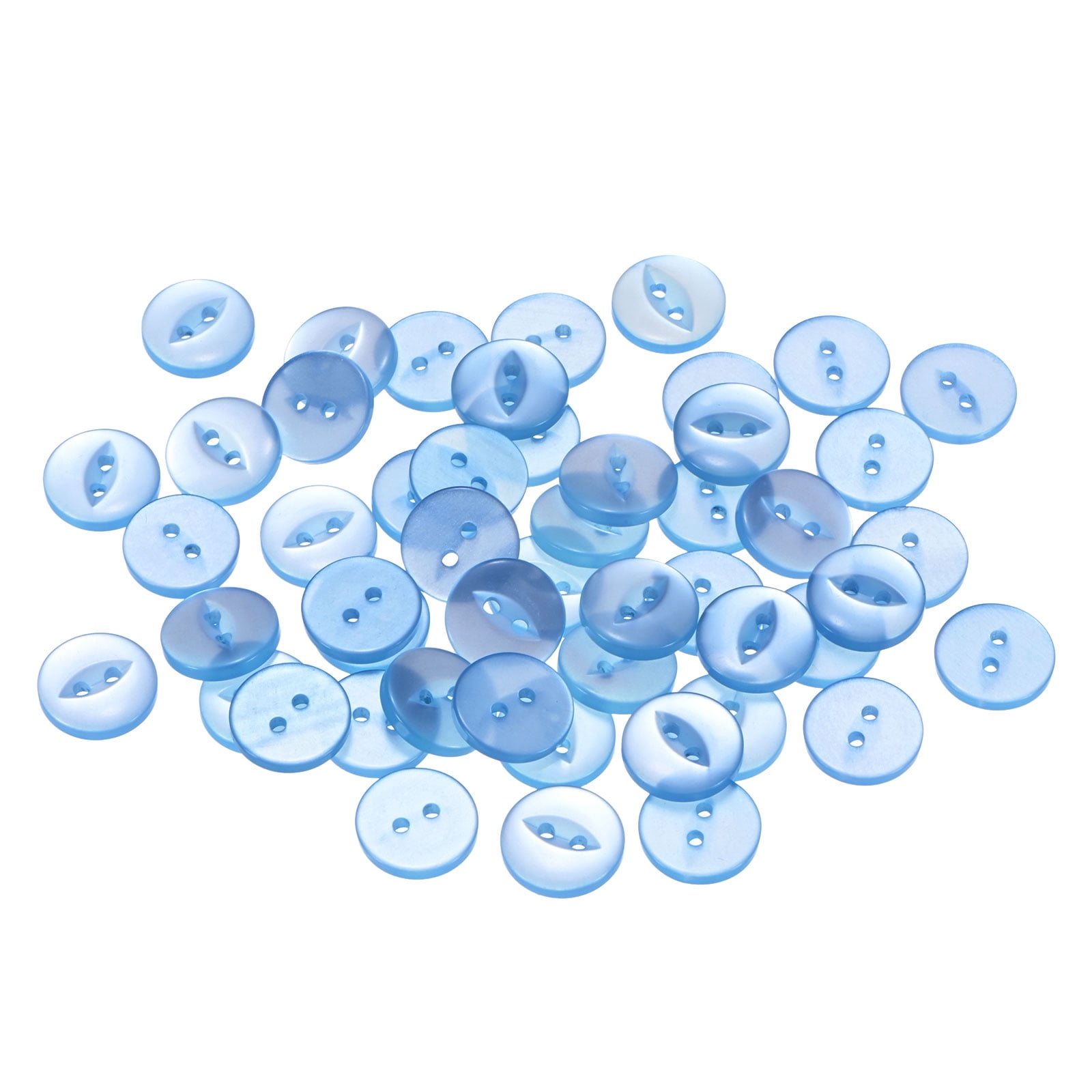 Uxcell 50Pcs 24L Sky Blue Round Sewing Buttons 15mm 5/8" Resin 2-Hole ...