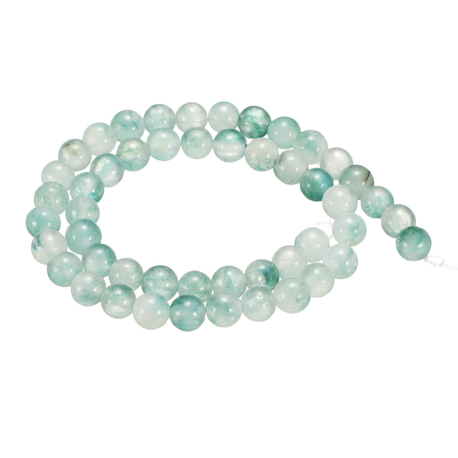 Uxcell 50pcs Natural Stone Beads 6mm Green Grass Agate Round Gemstone ...