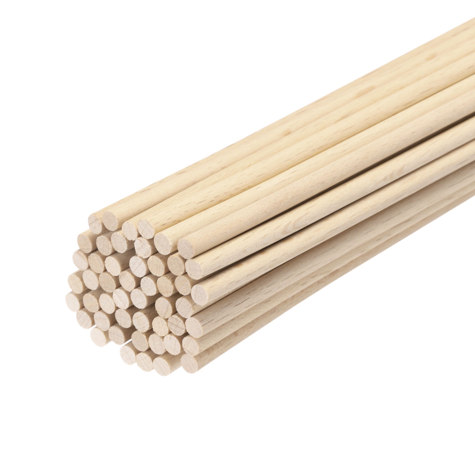 Uxcell 50pcs Round Wood Sticks 1/6"x6" Dowel Rod Unfinished Hardwood ...
