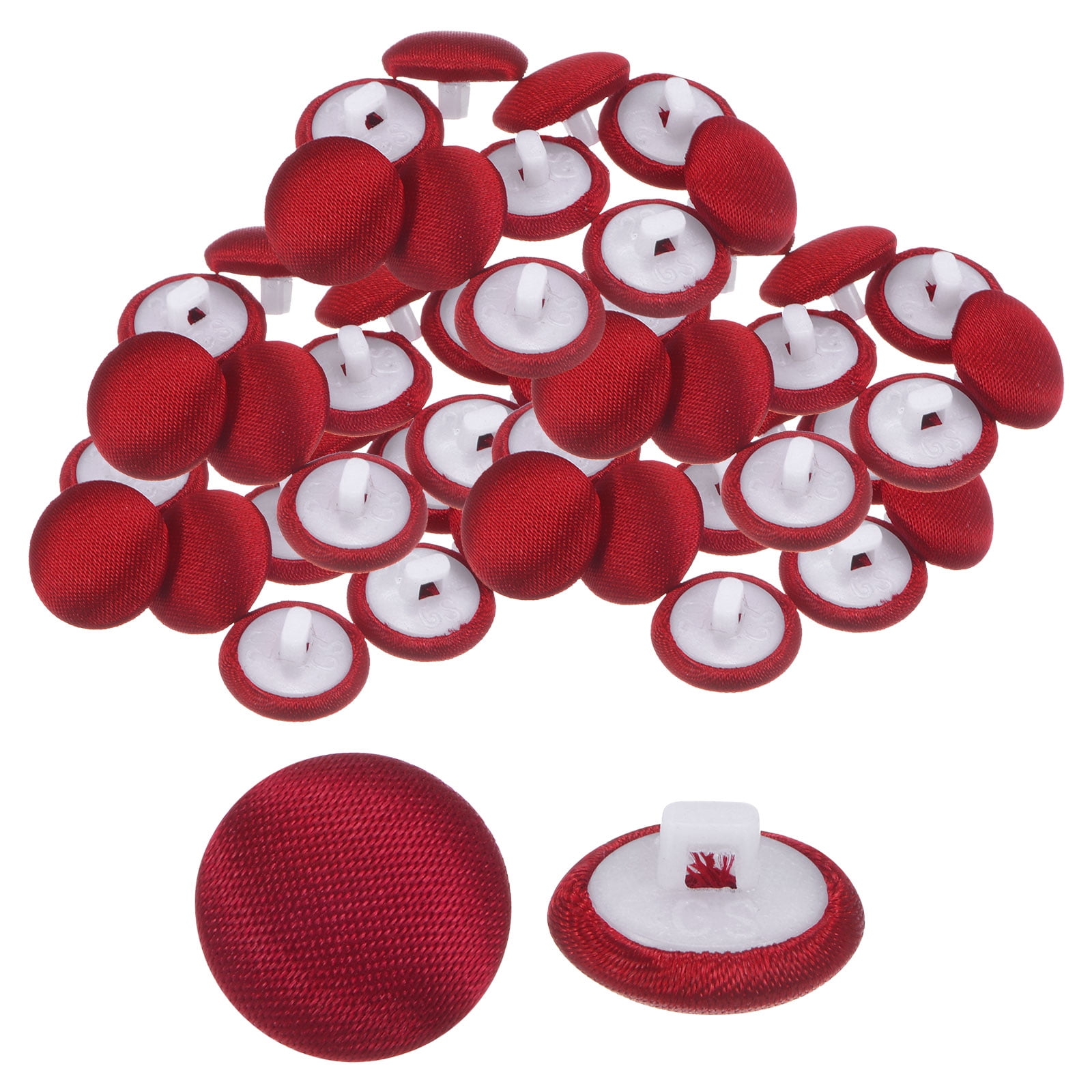 Uxcell 50pcs Satin Buttons 0.5" Smooth Satin Covered Round Buttons with ...