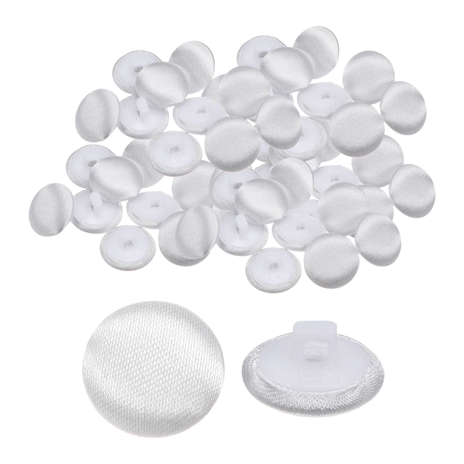 Uxcell 50pcs Satin Buttons 0.5" Smooth Satin Covered Round Buttons with ...