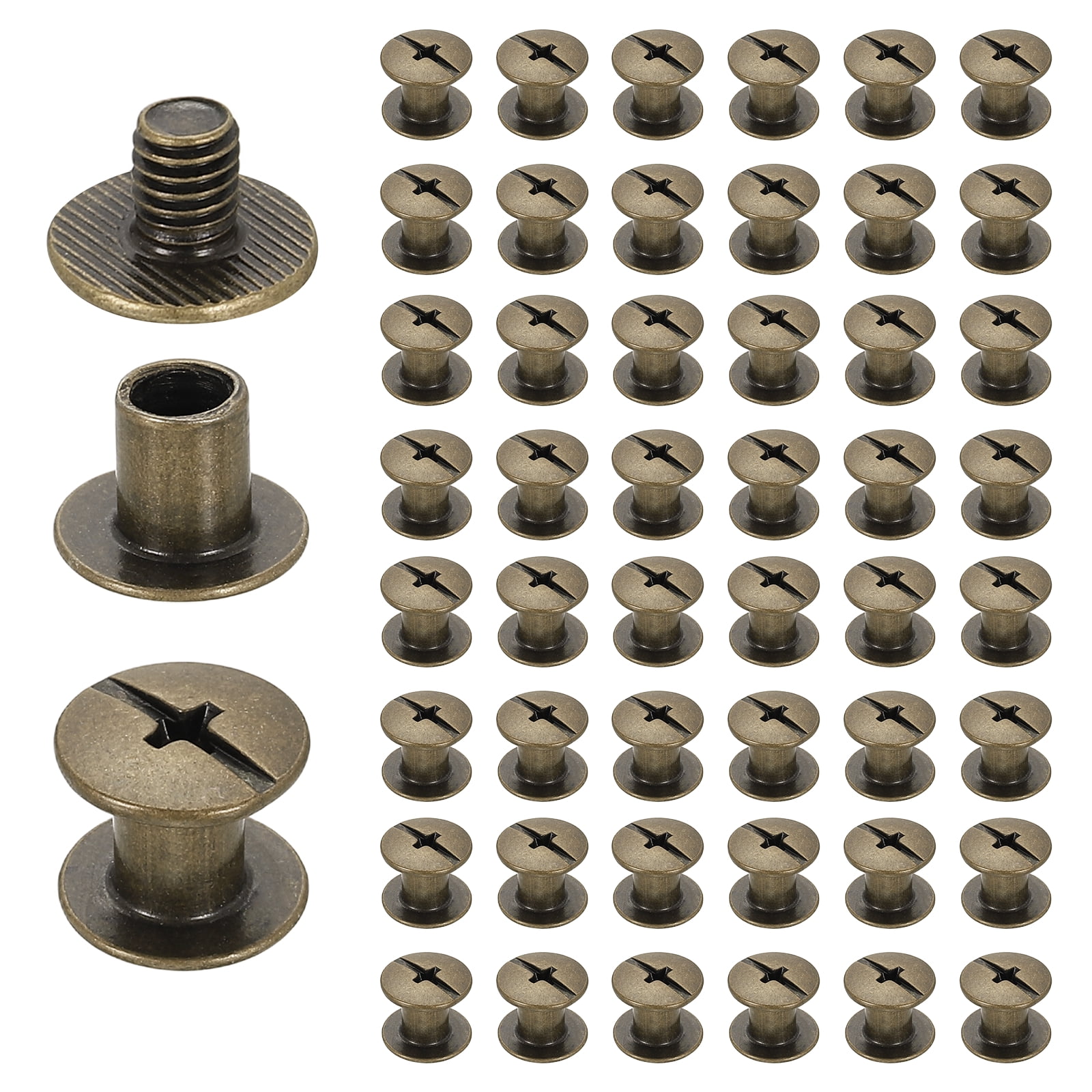 Uxcell 50set Chicago Screw M5 x 6mm 8mm Length Metal Phillips Nail ...