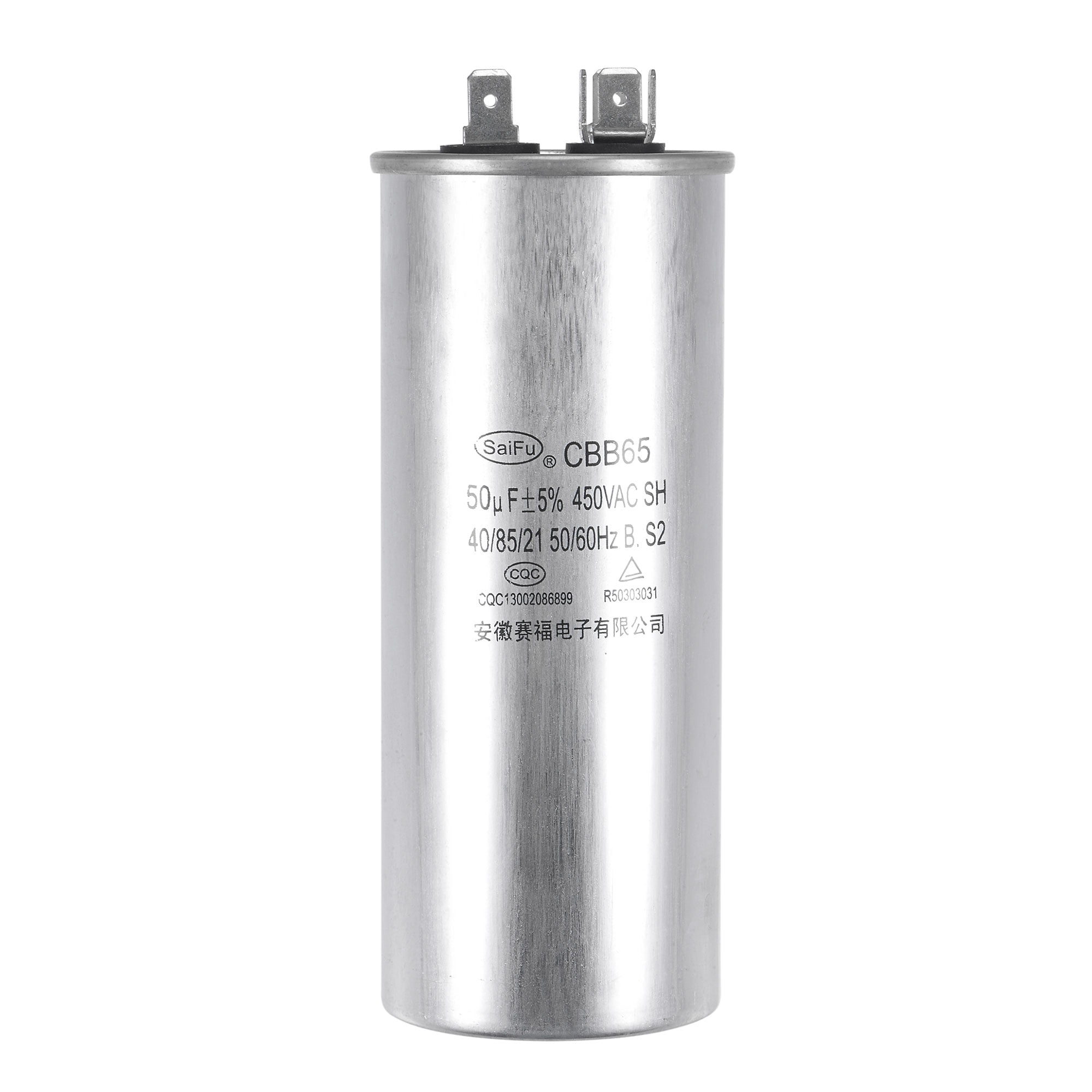 Uxcell 50uF 450V AC Aluminum Case with Terminal Round CBB65 Run ...