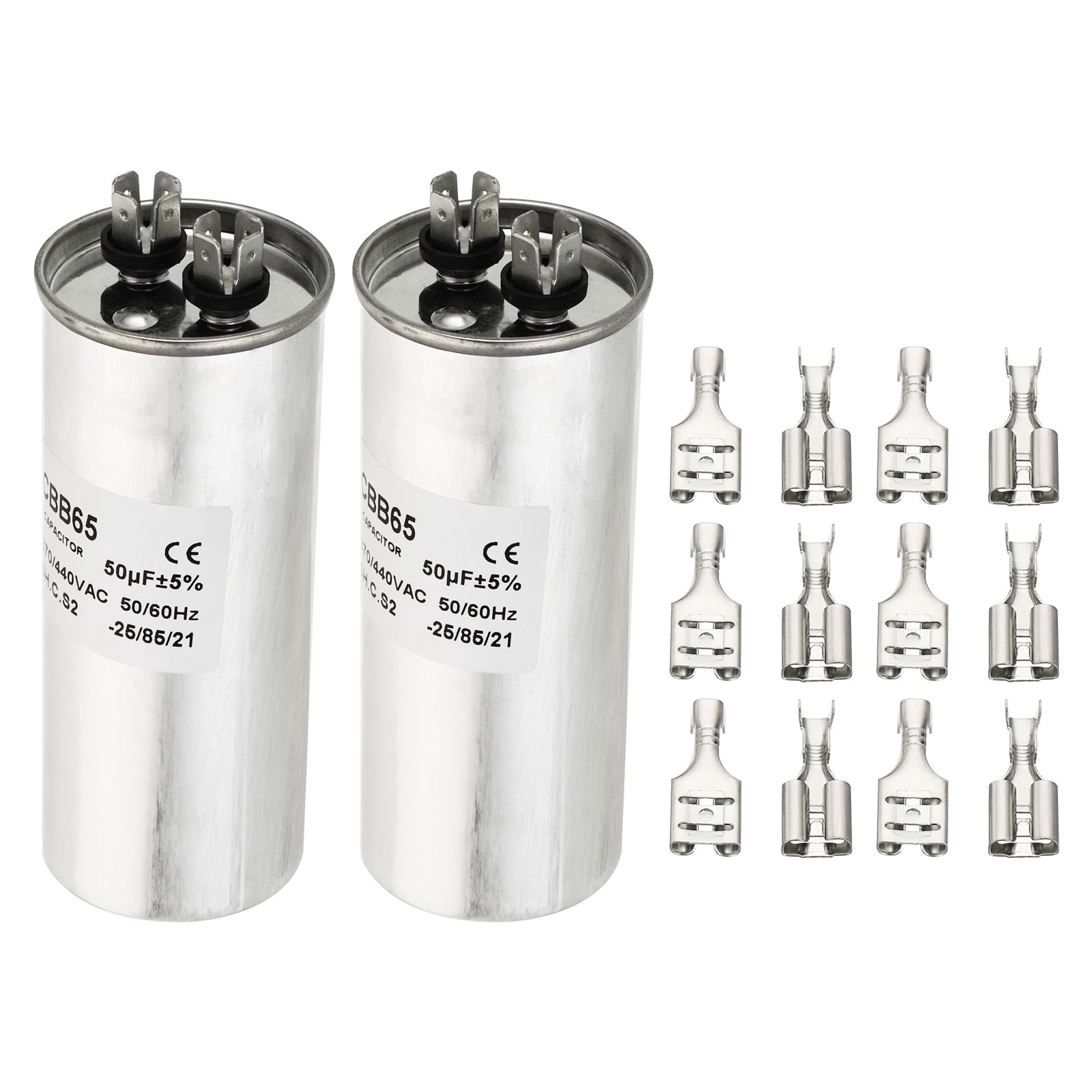Uxcell 50uf 50MDF 370/440VAC Fan Start Capacitor,2Pcs CBB65 Circular ...
