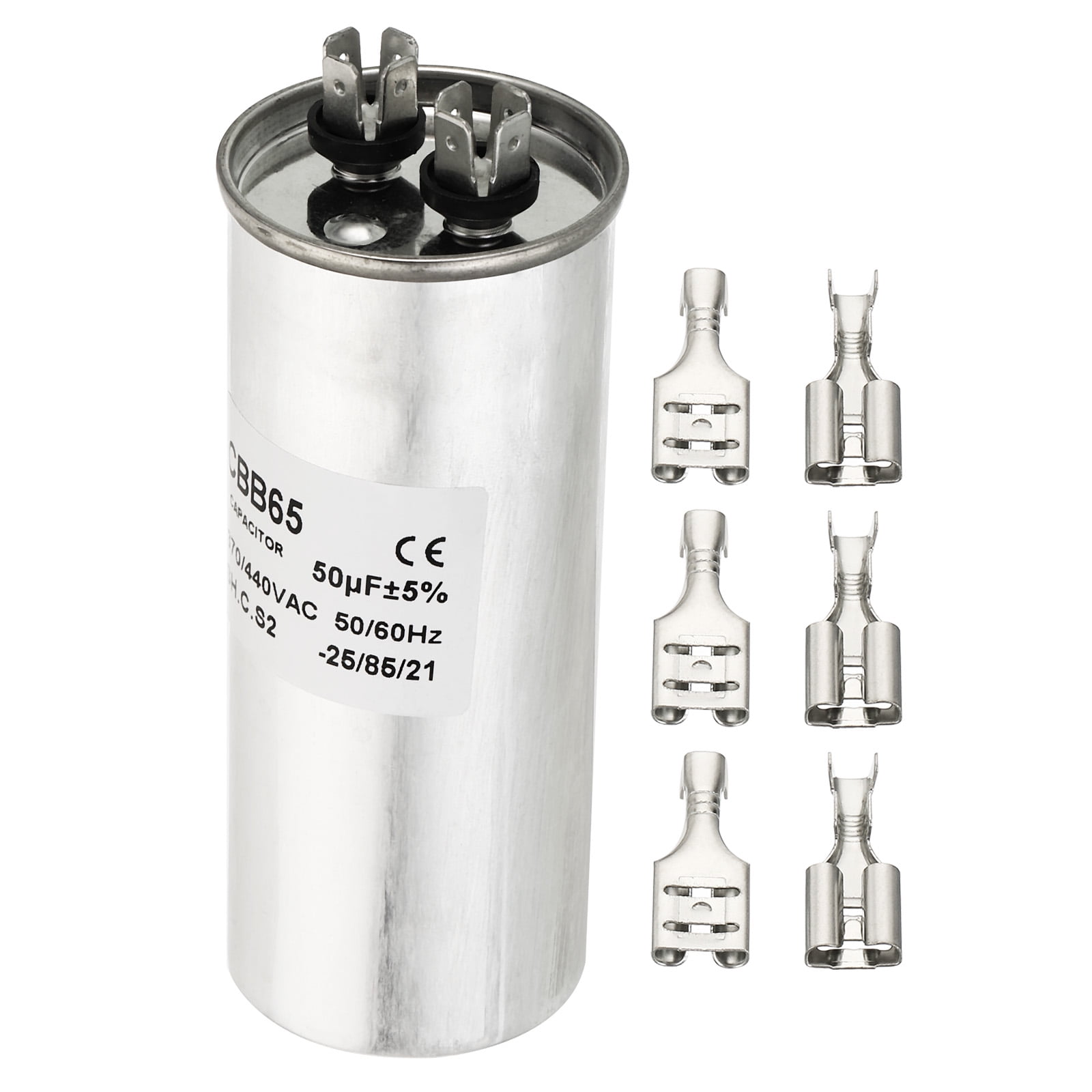 Uxcell 50uf 50MDF 370/440VAC Fan Start Capacitor, CBB65 Circular Run Capacitor with Connecting ...