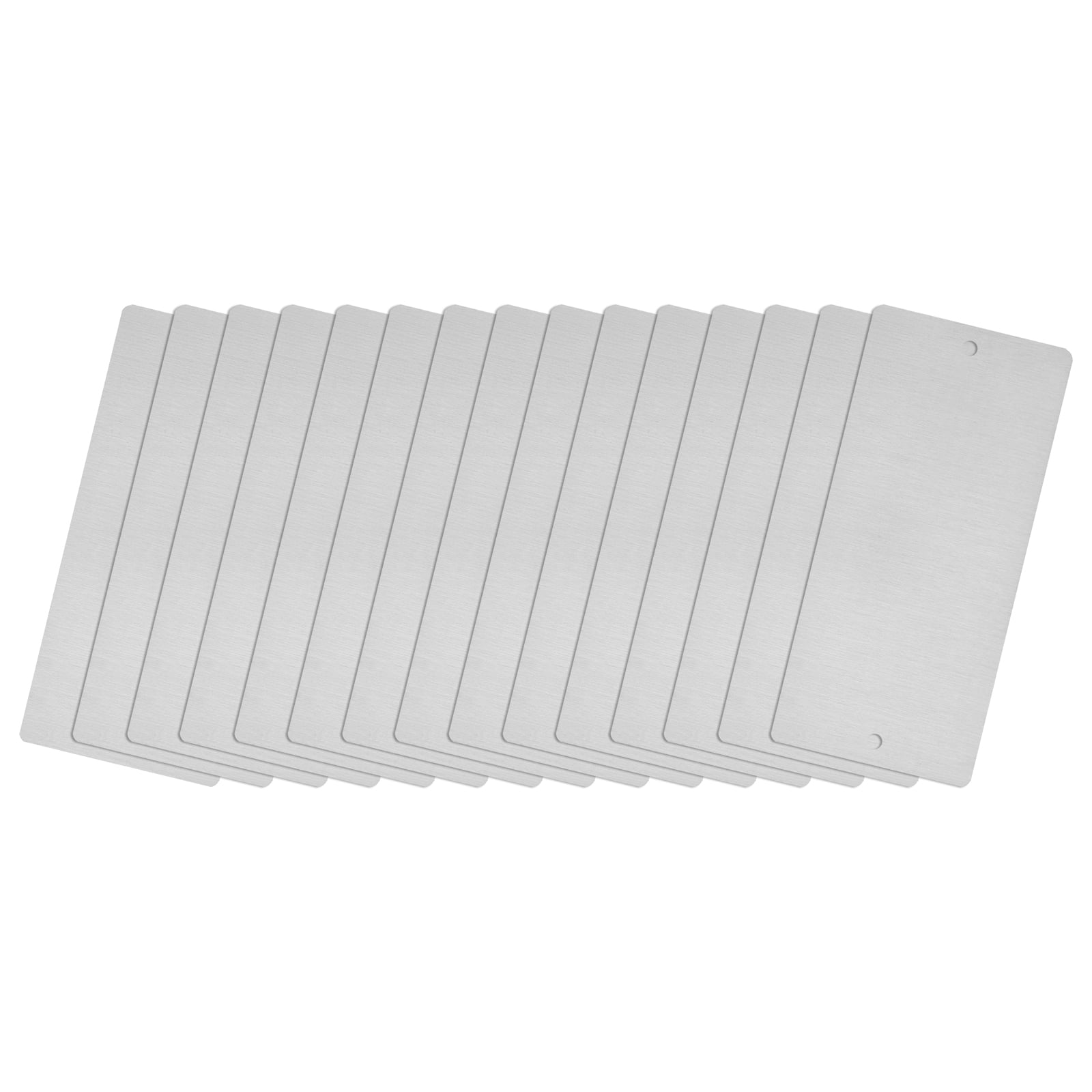 Uxcell 50x22x0.4mm Brushed Stainless Steel Blank Metal Card with Hole ...