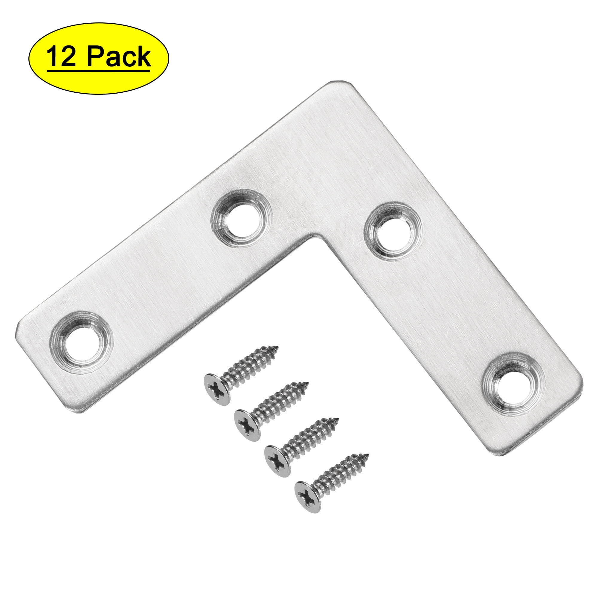 Uxcell 50x50x1.3mm L Shape Flat Brackets Stainless Steel Polishing w ...