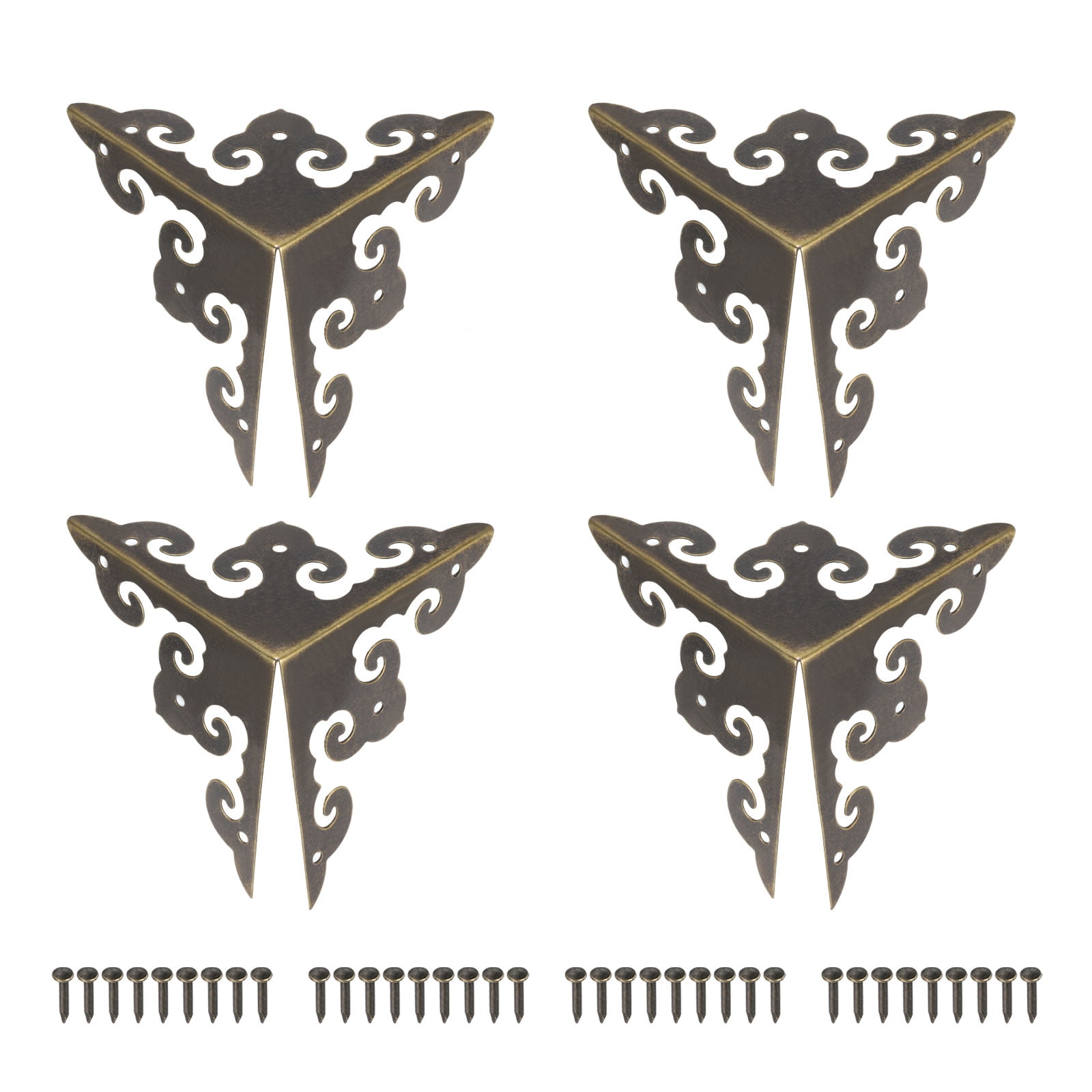 Uxcell 50x50x50mm Metal Box Corner Protectors Edge Guard Iron Bronze ...
