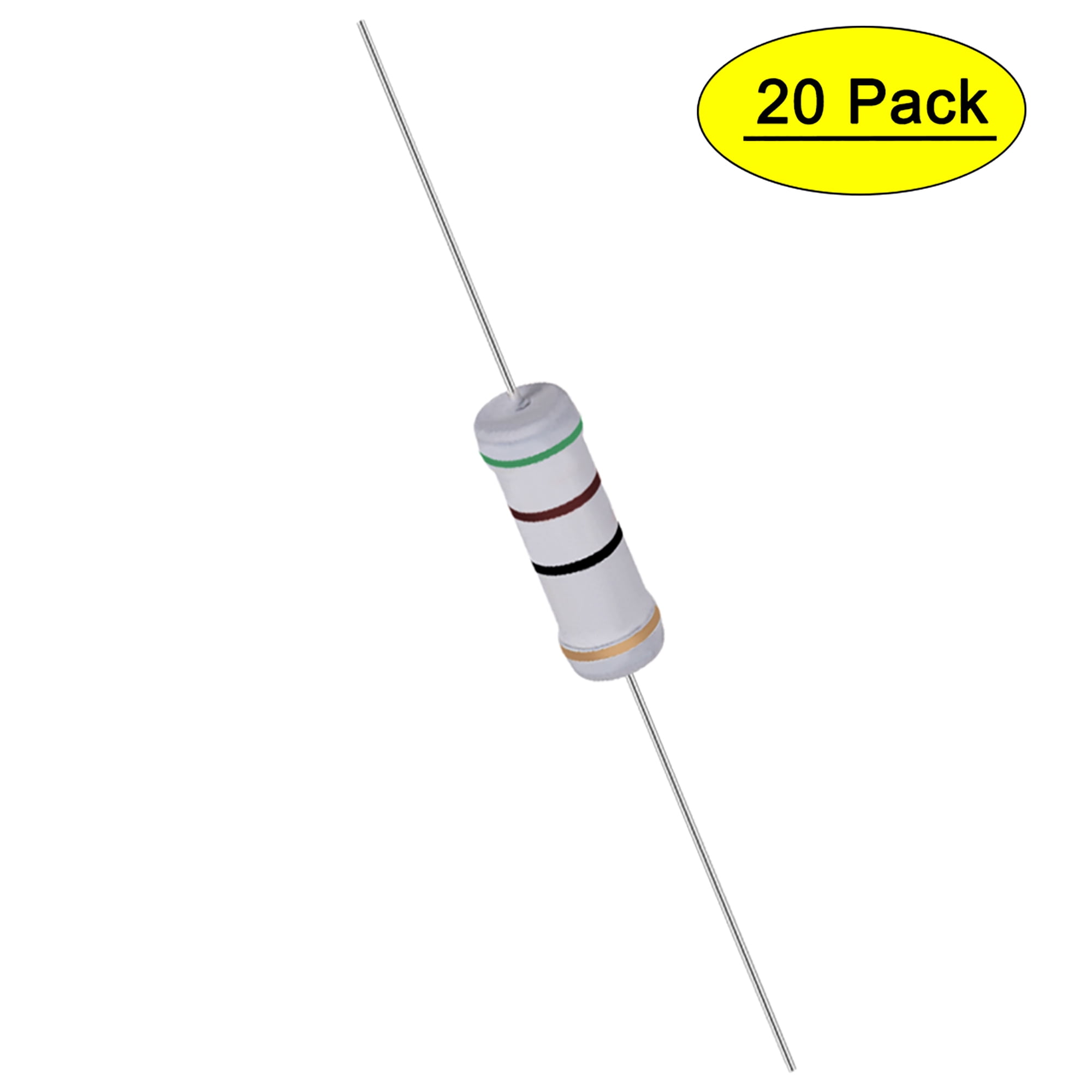 Uxcell 51 Ohm 3W ±5% Tolerance Axile Lead Metal Oxide Film Resistor 20 ...