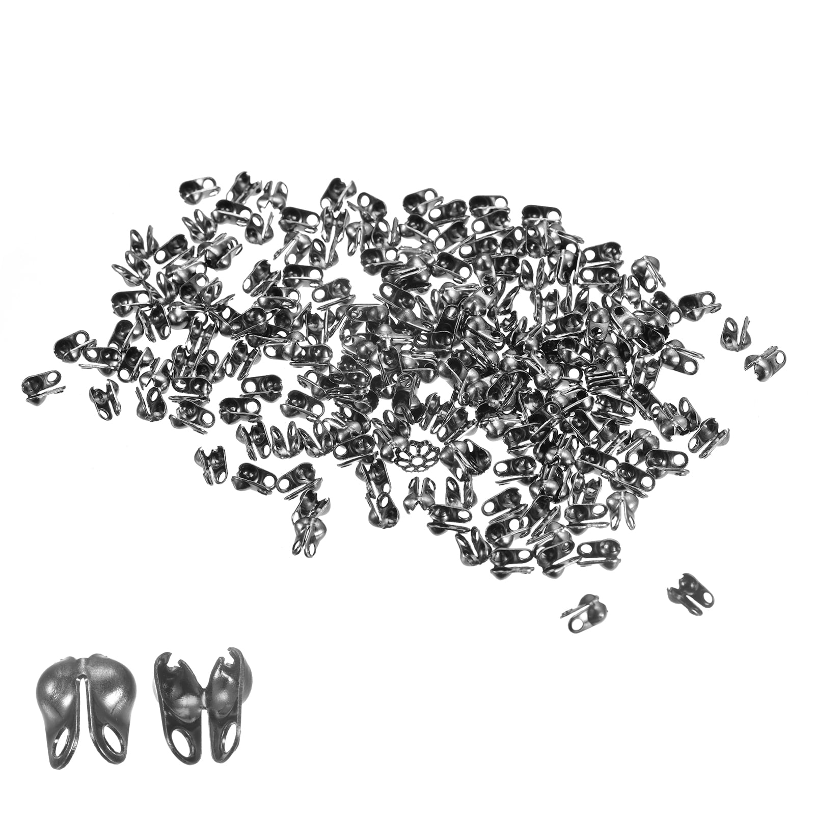 Uxcell 540 Pack 6.2mm Clamshell Fold Over Bead Tips Knot Covers Dark ...