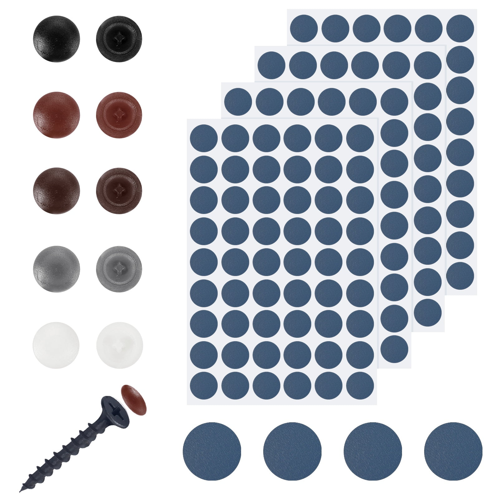 Uxcell 540Pcs Screw Cap Stickers and 100Pcs Screw Covers, Dark Blue ...