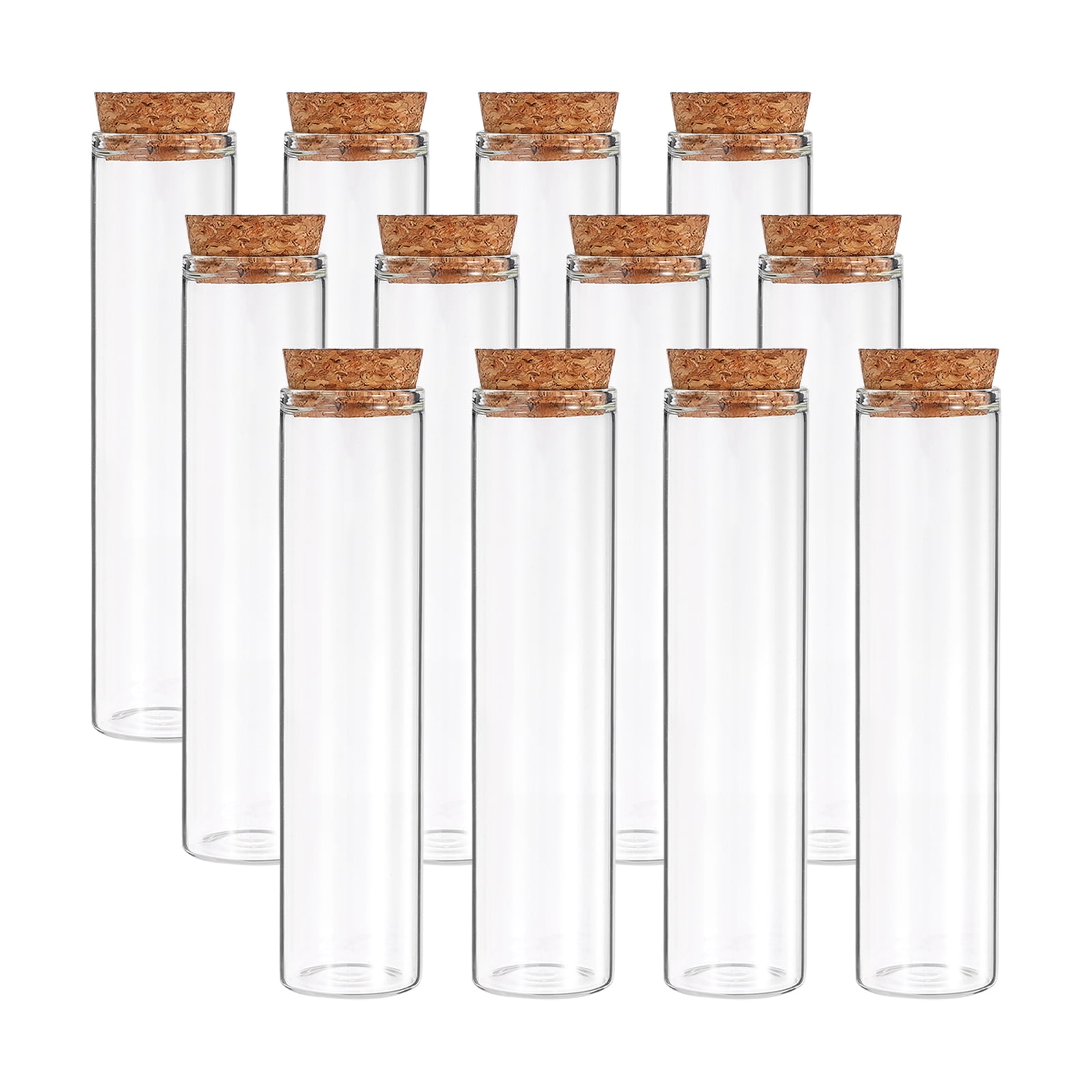 Uxcell 55ml Test Tubes, 12pcs 4.33x1.18 Glass Clear Flat Bottom Test ...
