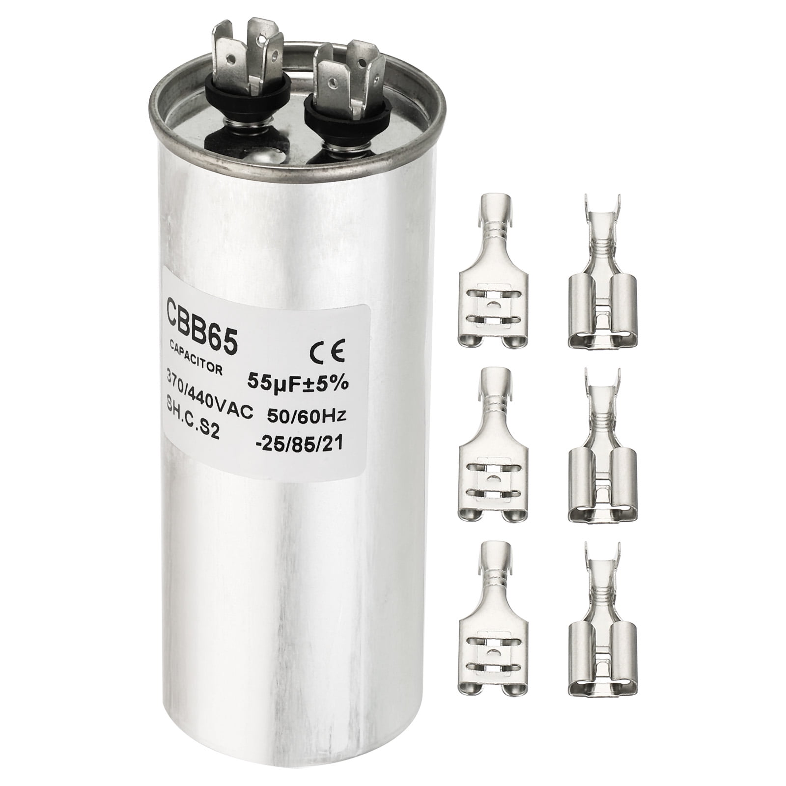 Uxcell 55uf 55MDF 370/440VAC Fan Start Capacitor, CBB65 Circular Run Capacitor with Connecting ...