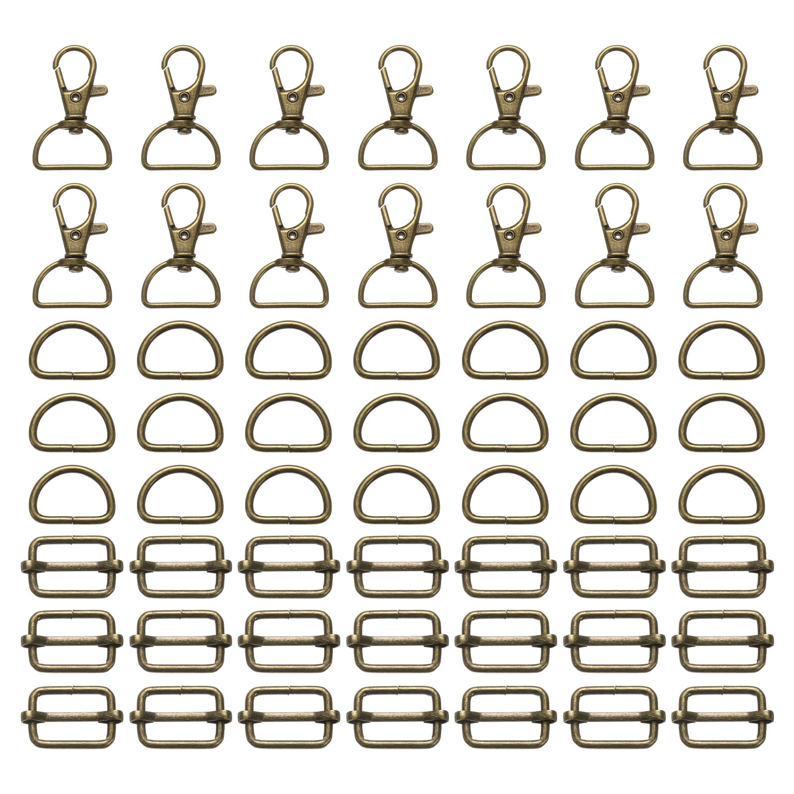 Uxcell 56pcs 20mm Swivel Clasps with D Rings and Slide Buckles Set ...