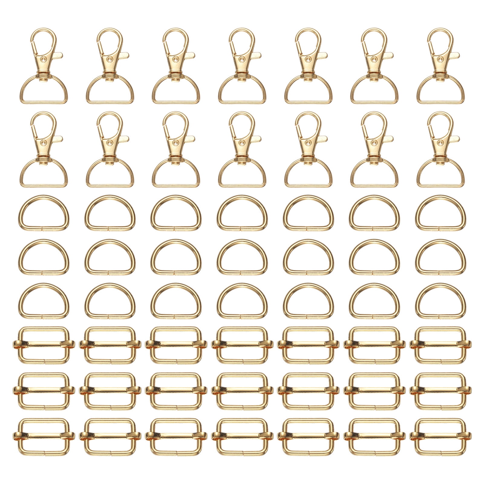 Uxcell 56pcs 20mm Swivel Clasps with D Rings and Slide Buckles Set ...