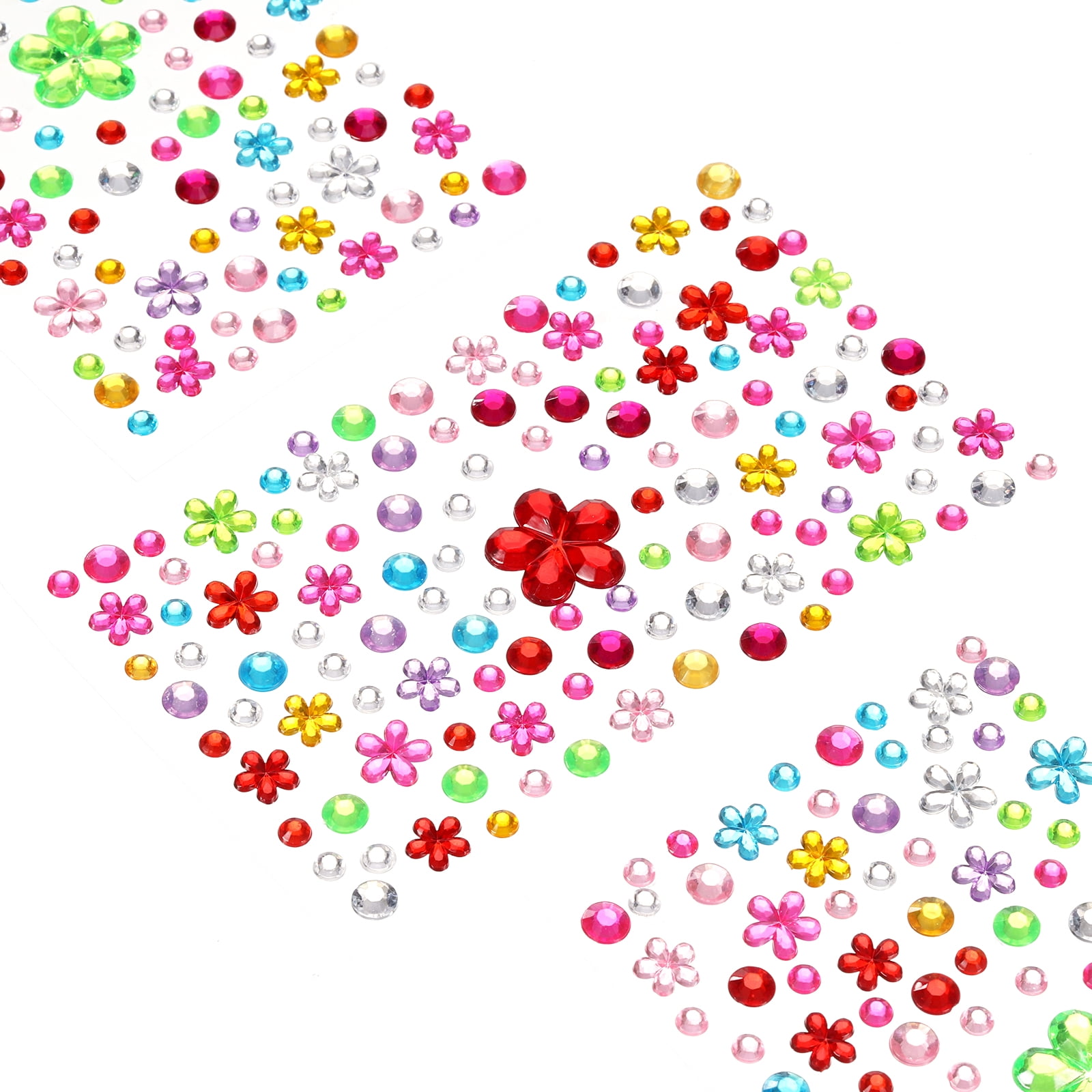 Uxcell 595 Pcs Gems Stickers for Crafts, 5 Sheet Self-Adhesive Gems ...