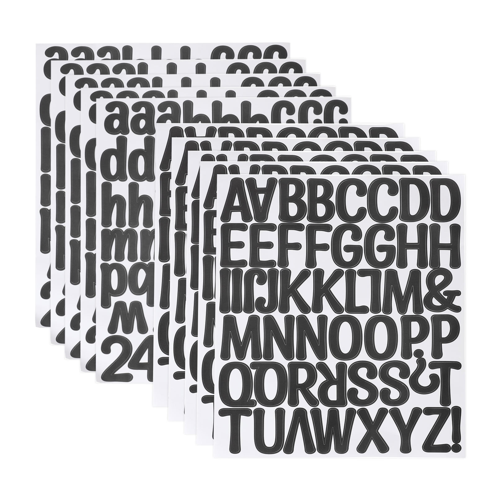 Uxcell 595 Pieces Vinyl Letter Stickers, 10 Sheets 2 Inch Black Self ...