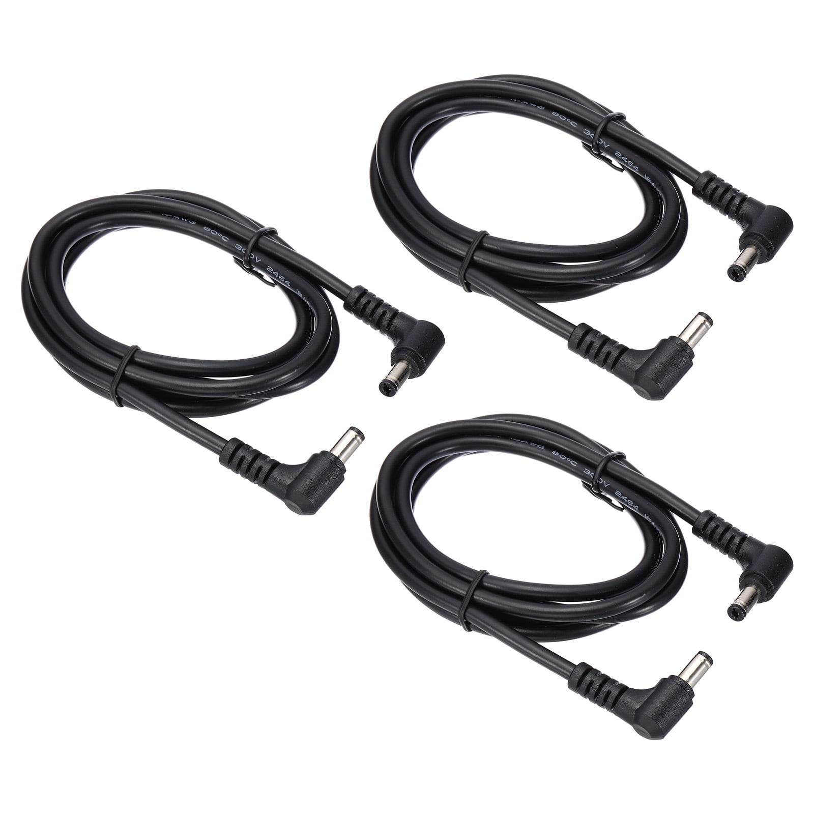Uxcell 5Ft 5.5 x 2.1mm Male to Male DC Power Cable, 3Pcs 18AWG Wire ...