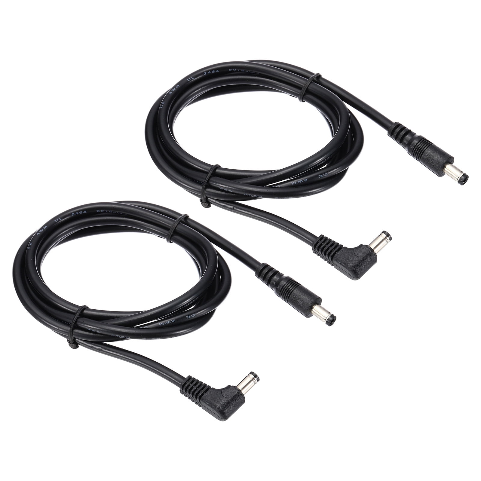 Uxcell 5Ft 5.5mmx2.5mm Male to Male DC Power Cable, 2 Pcs 18AWG Wire ...