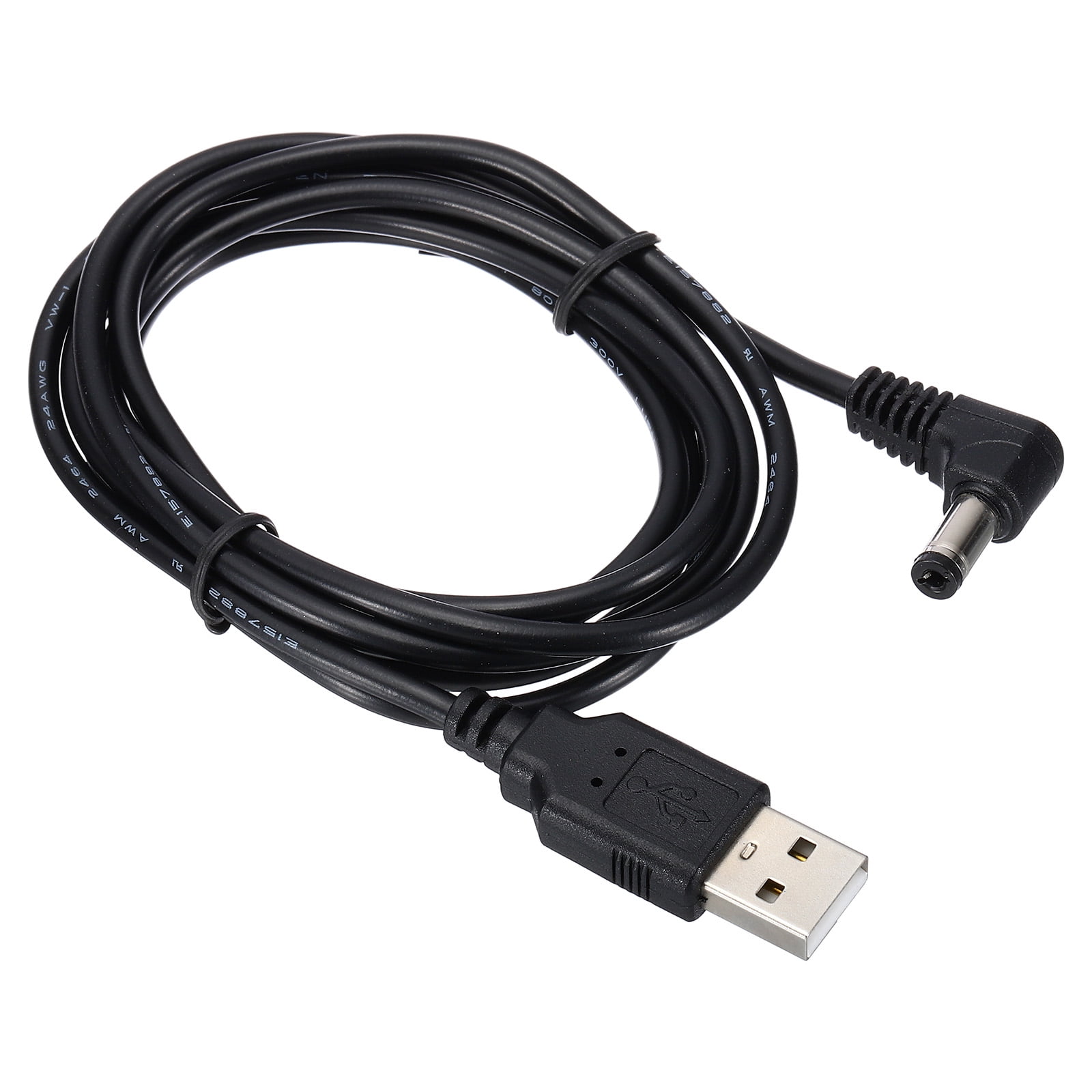 Uxcell 5Ft USB to DC 5.5x2.5mm Barrel Jack Power Cable, Wire Adapter ...