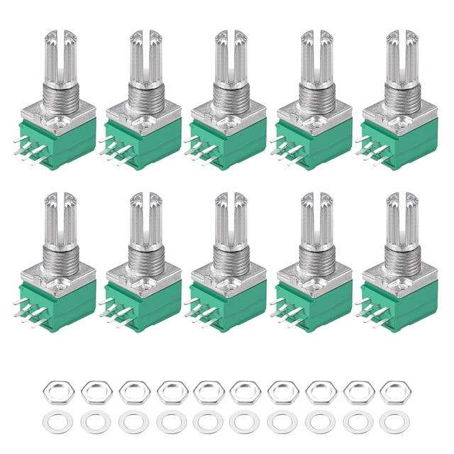 Uxcell 5K Ohm Variable Resistors Double Rotary Carbon Film Taper ...
