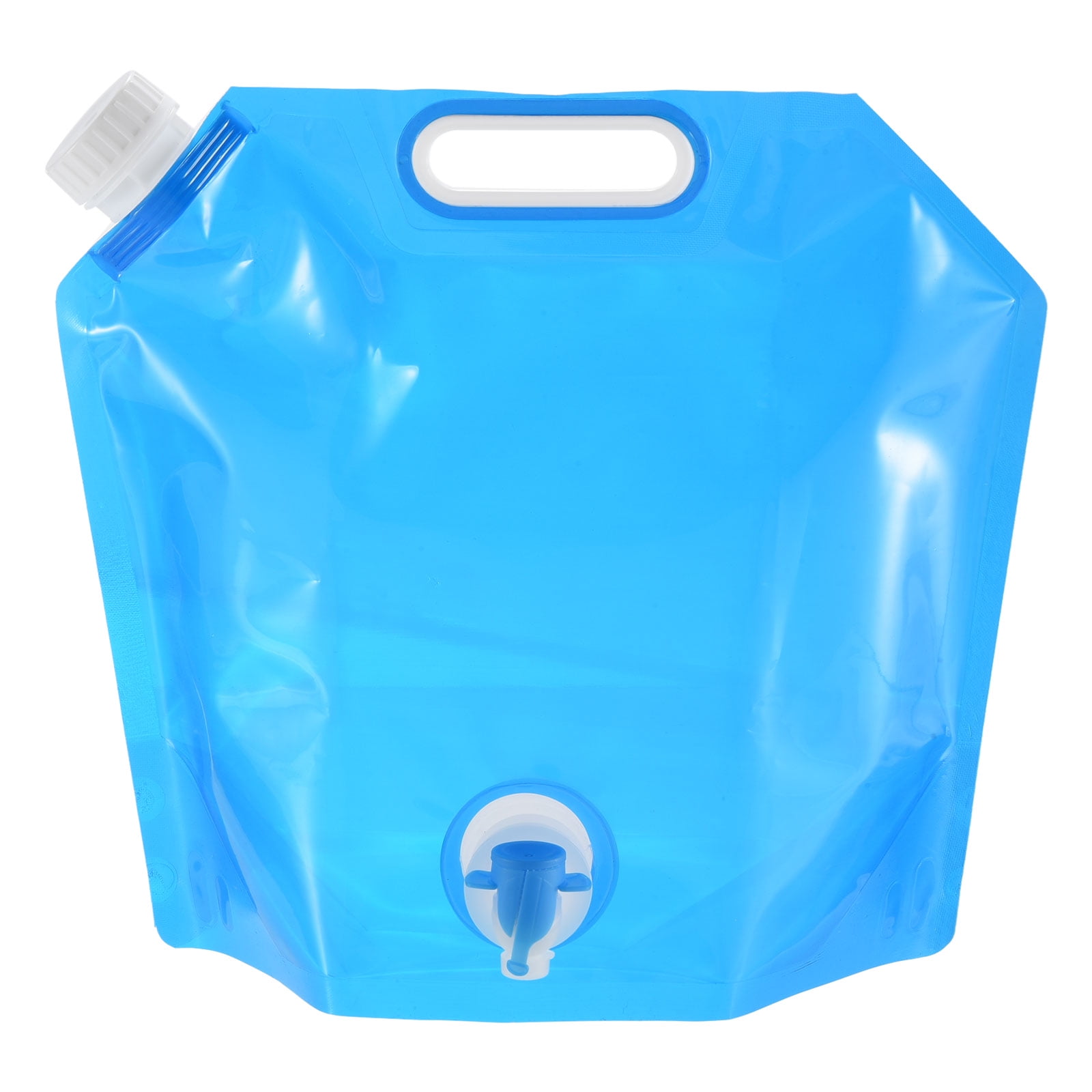 Uxcell 5L Collapsible Water Container Bag with Spigot PE Water Jug Blue ...