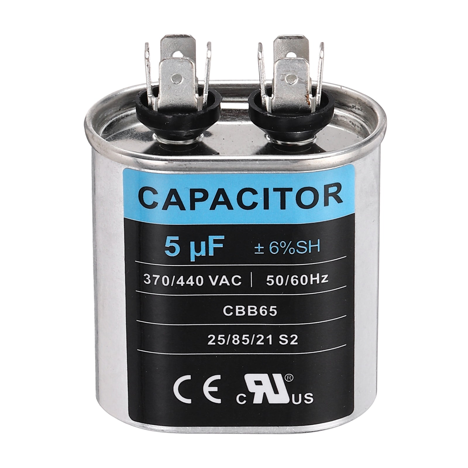 Uxcell 5MFD CBB65 Run Start Capacitor 5uF, 370/440V Oval AC Capacitor for AC Motor Run, HVAC ...