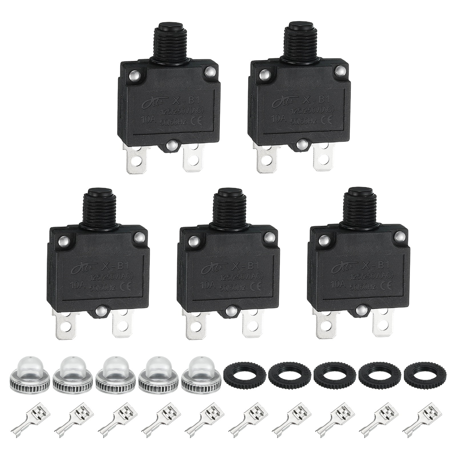 Uxcell 5PCS 10A Thermal Circuit Breakers, 125/250V AC,32V DC Manual ...