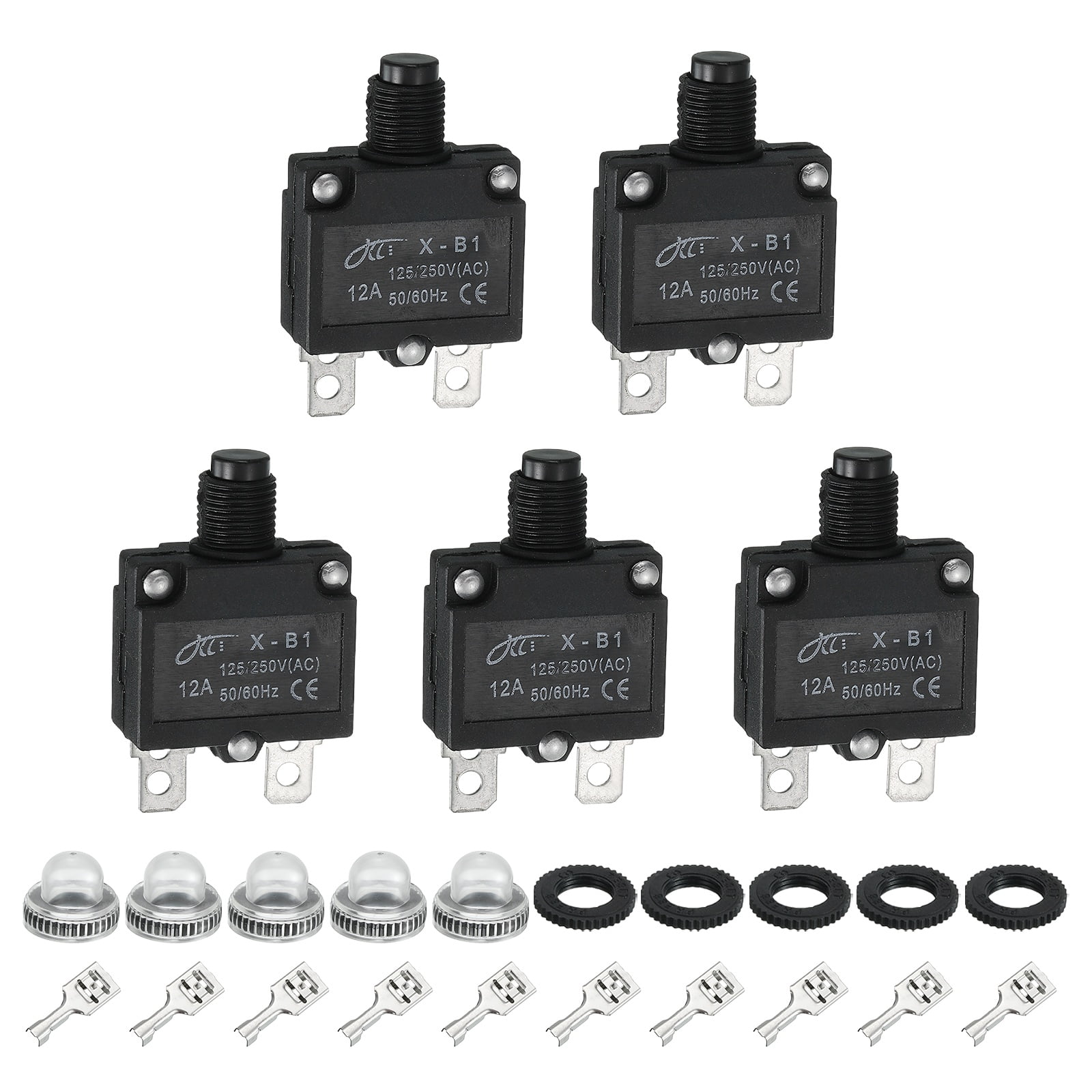 Uxcell 5PCS 12A Thermal Circuit Breakers, 125/250V AC,32V DC Manual ...